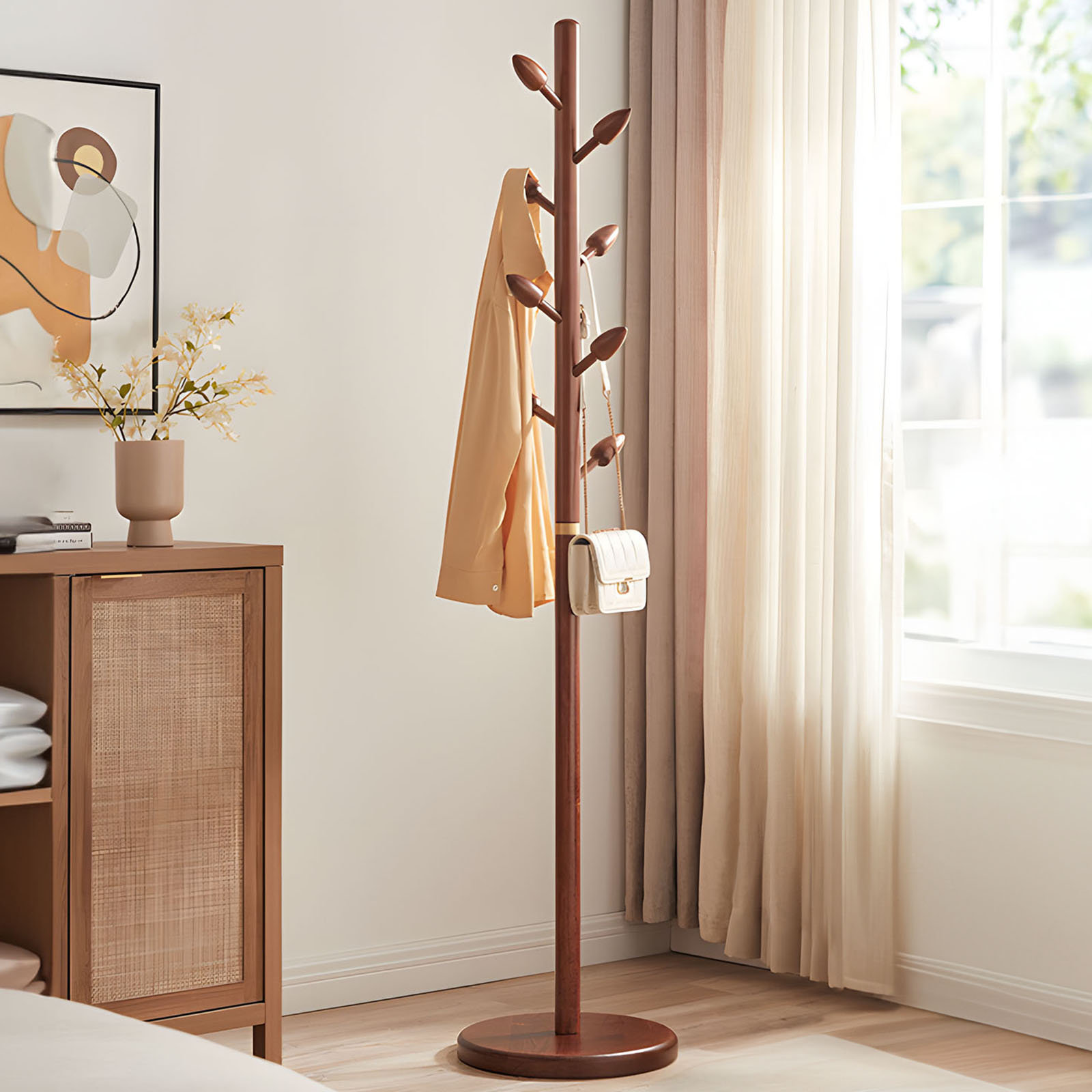 Red Barrel Studio® Aenwood Solid Wood Freestanding 8 - Hook Coat Rack ...