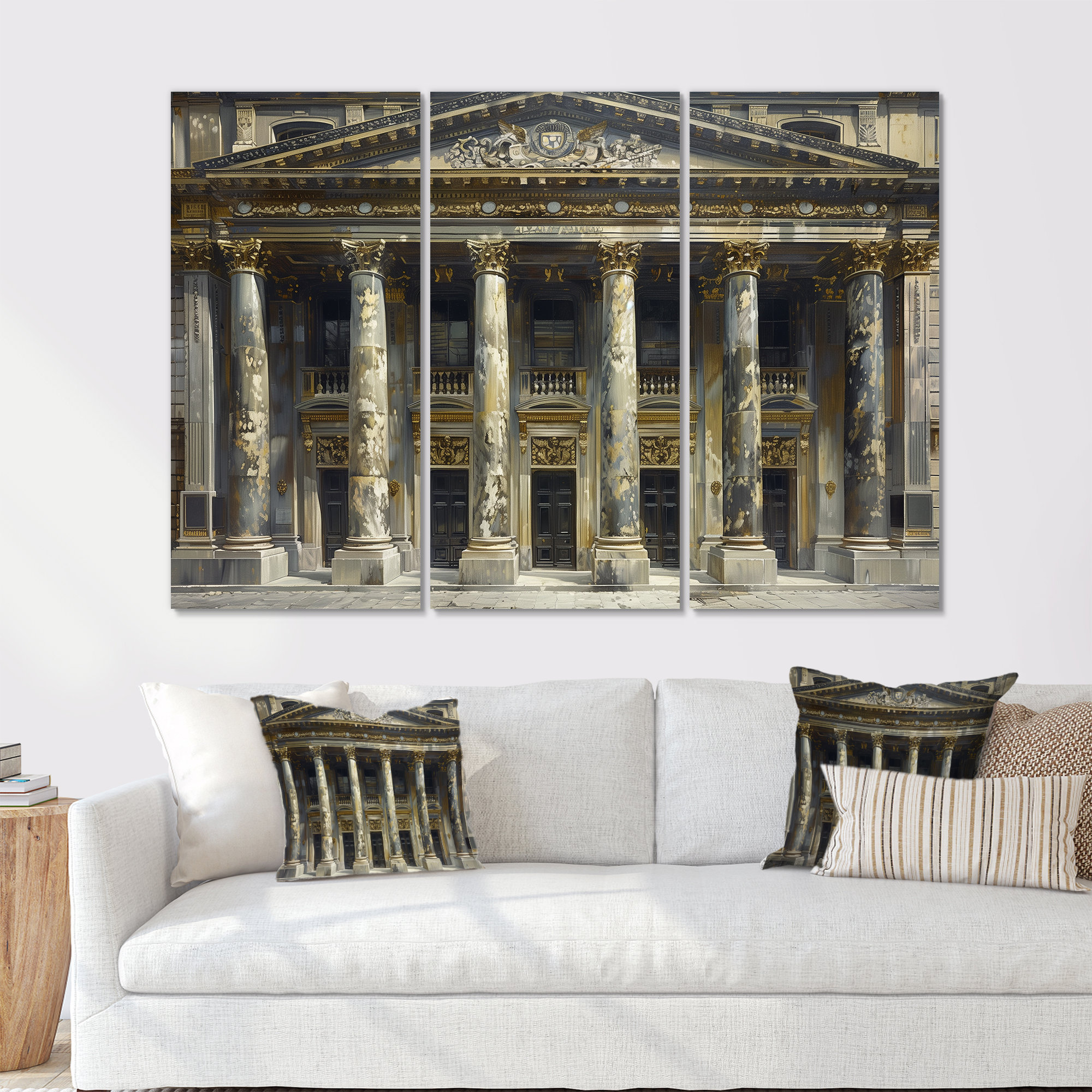Lark Manor™ Gold Grey Architectural Marvel Banks - Banks Wall Art Print ...