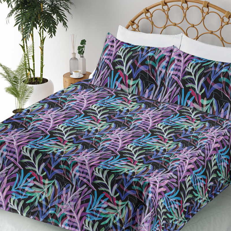 Ambesonne Botanical Sheet Set Forest Leafy Abstract Art Black and ...