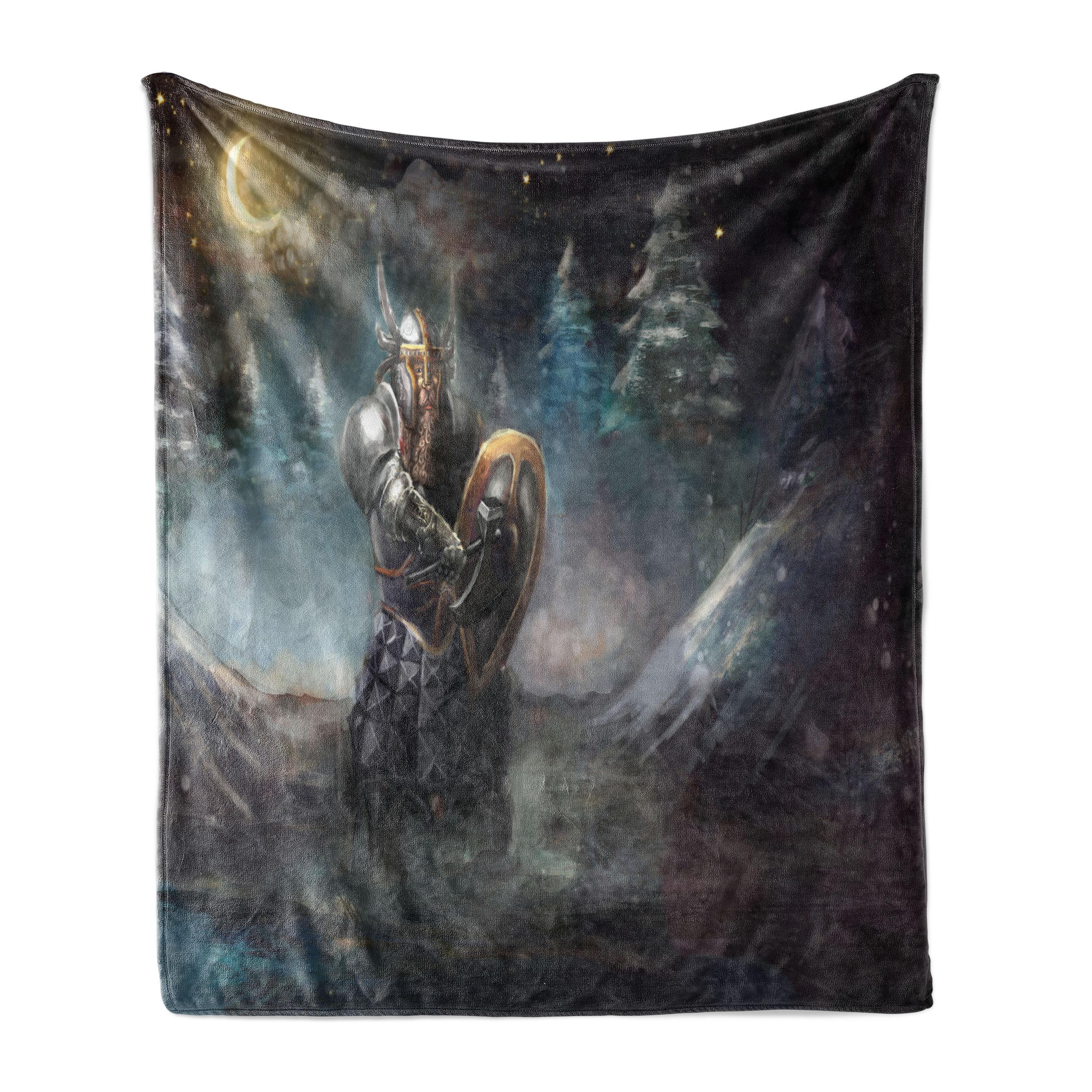 Ambesonne Fantasy Fleece Throw Blanket Medieval Dwarf Knight | Wayfair