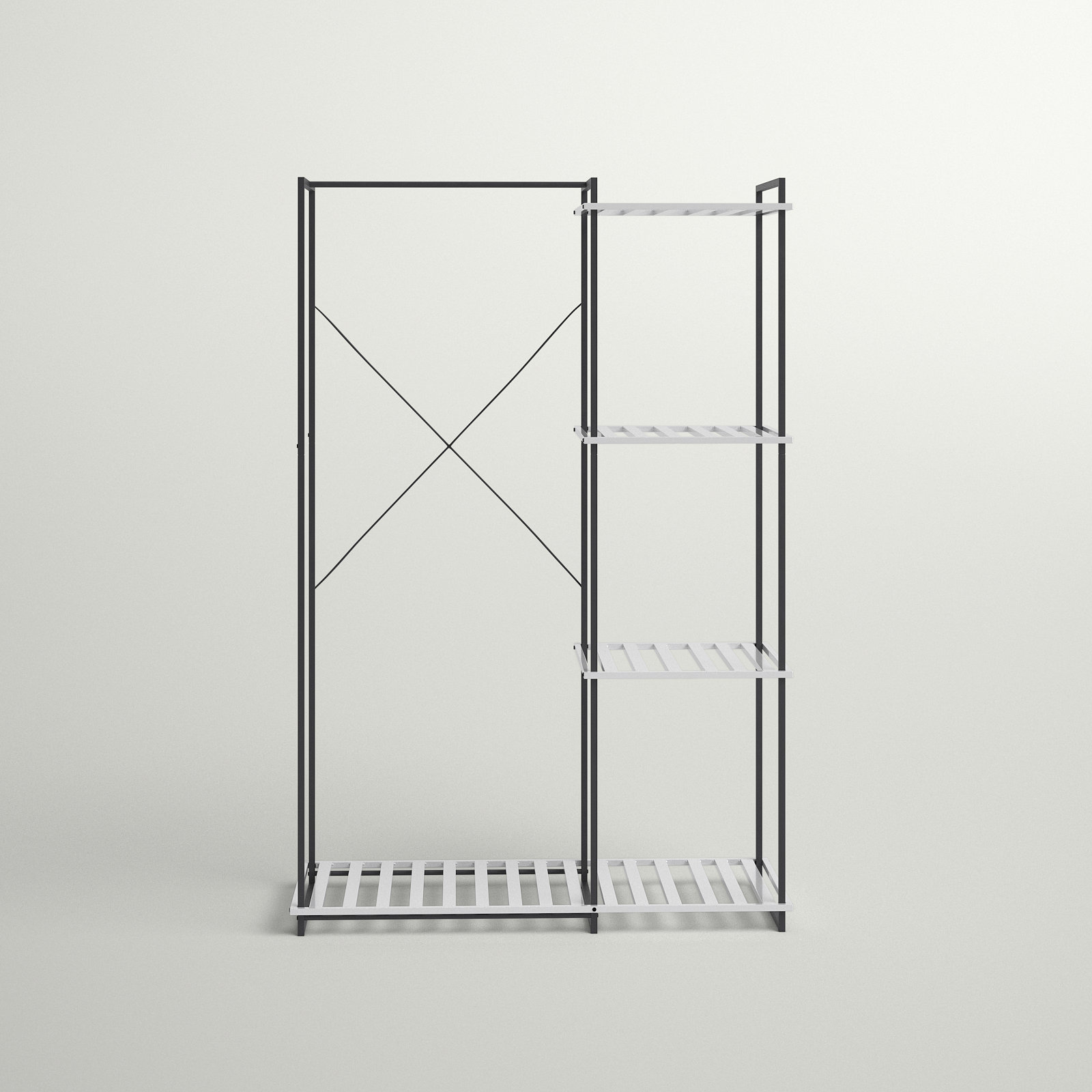 Andover Mills™ Freestanding Open Metal Closet Wardrobe, Grey Tones ...