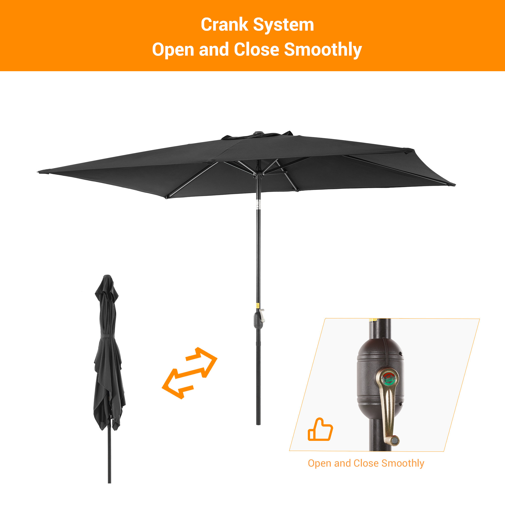 Arlmont & Co. Parasol de marché rectangulaire 9 pi x 6 pi Roxene ...