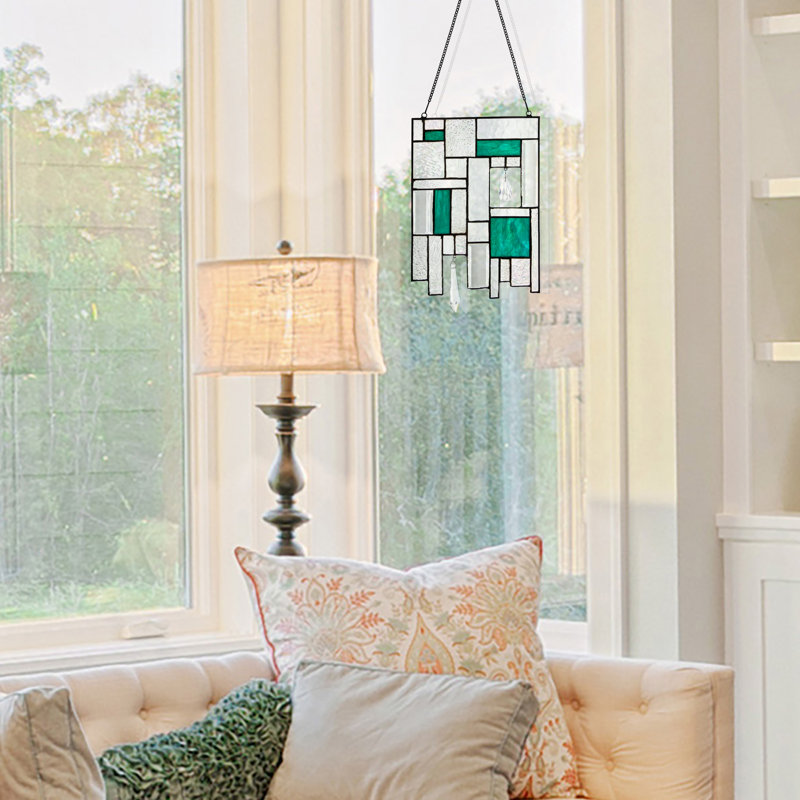 House of Hampton® 11.5"H Molly Turquoise Suncatcher Stained Glass ...