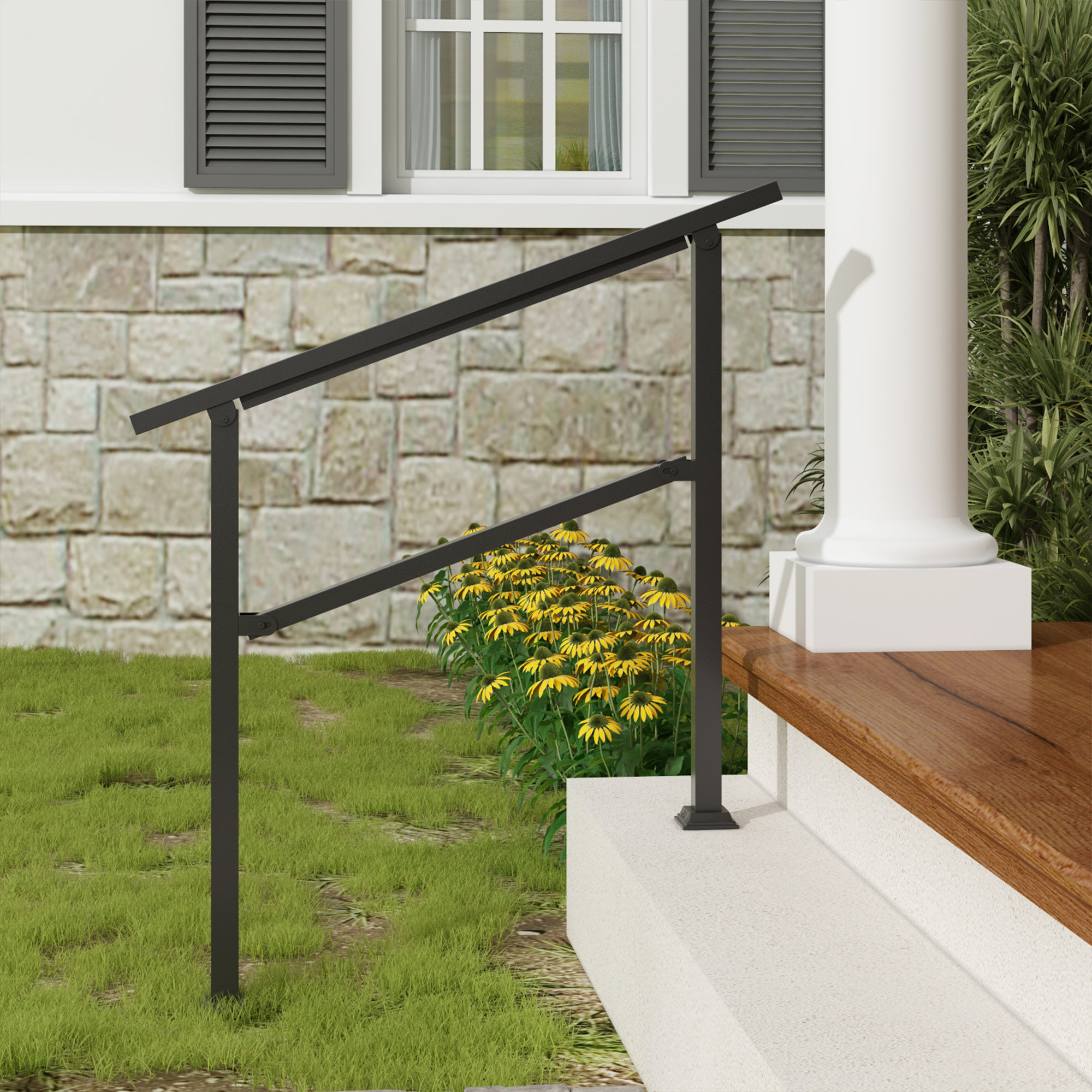 Metaoutdoors Stair Railing Kit Handrail Flexible Outdoor Deck Hand Rail ...