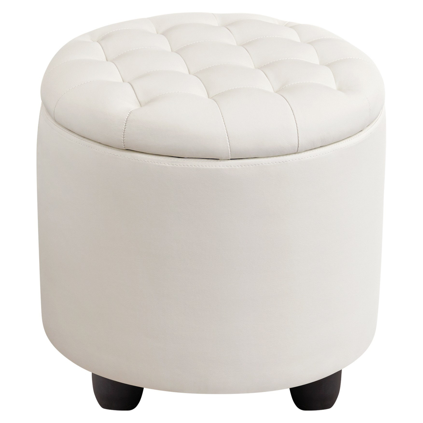 Mercer41 Small round soft padded footstool with removable cover and ...
