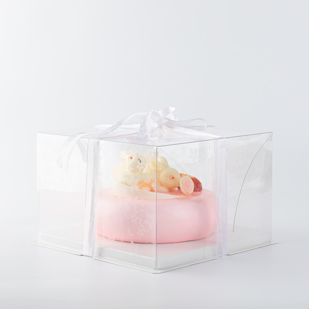 Restaurantware Sweet Vision Square Clear Plastic Cake Box - White Base ...