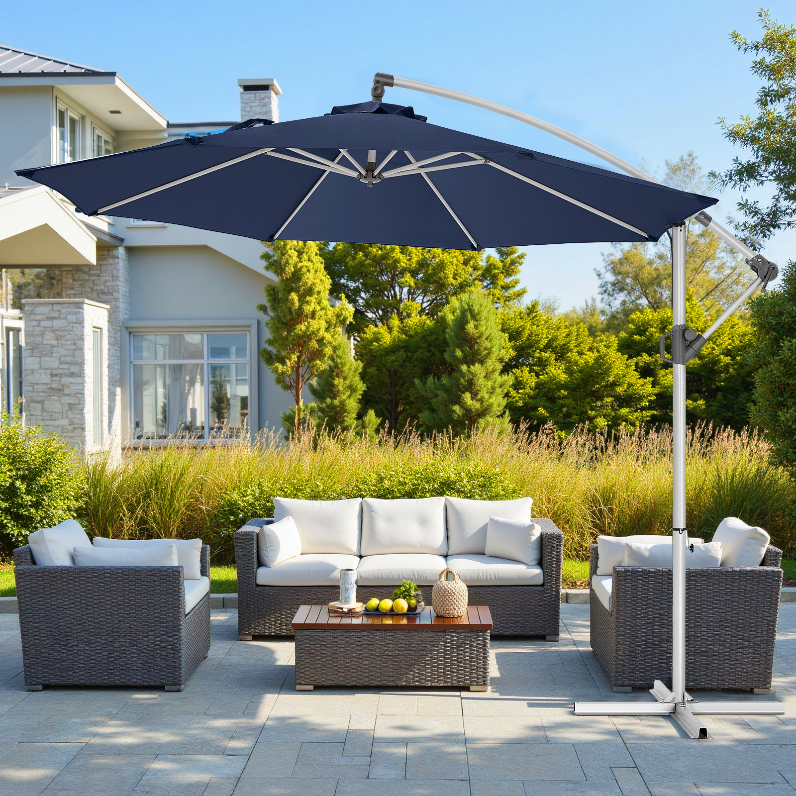 Arlmont & Co. 10Ft Patio Market Umbrella with Crank & Tilt, No Base ...