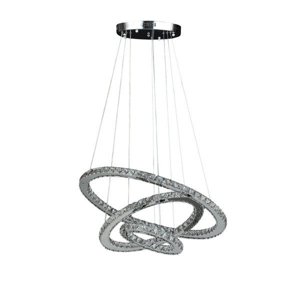 Ivy Bronx Adjustable Height Led Crystal Chandelier, Steel Construction ...