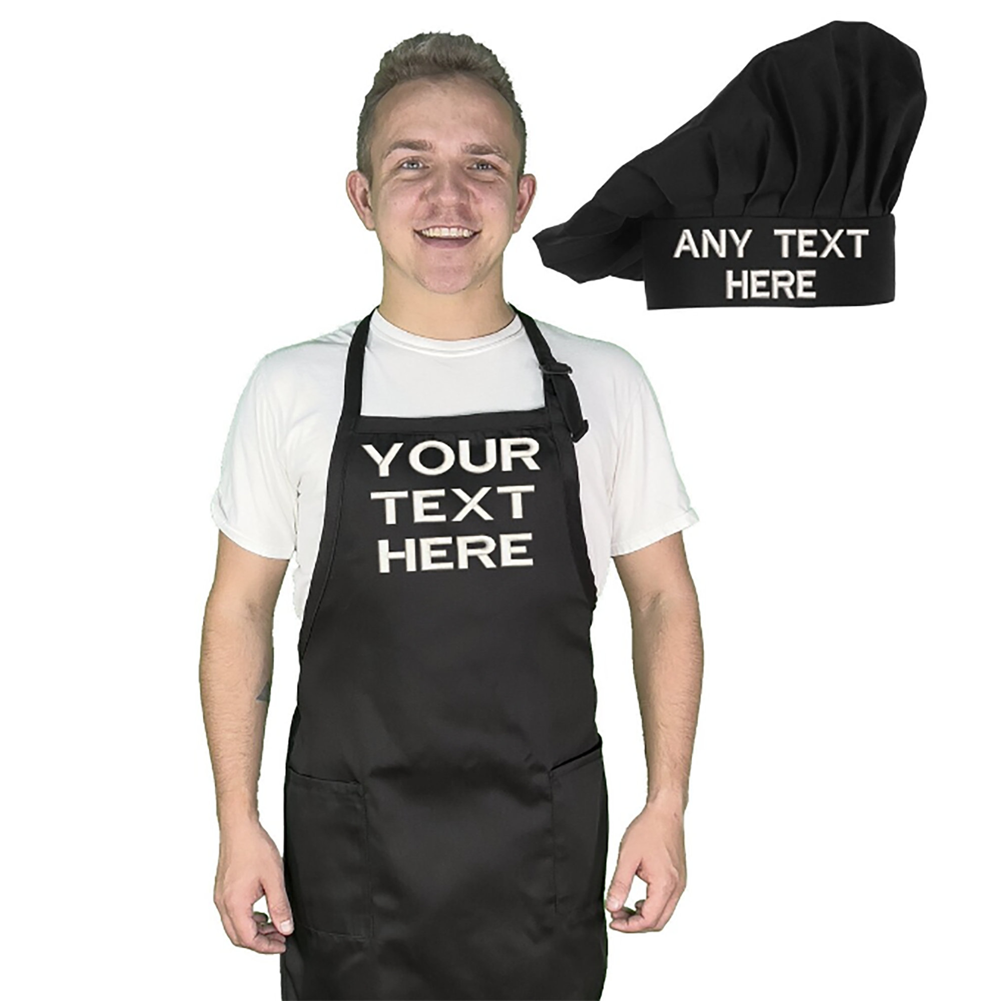 Prep & Savour Personalized Apron With Hat Set For Chef Embroidered ...