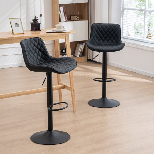 Hokku Designs Zager Swivel Adjustable Height Bar Stool Leather ...