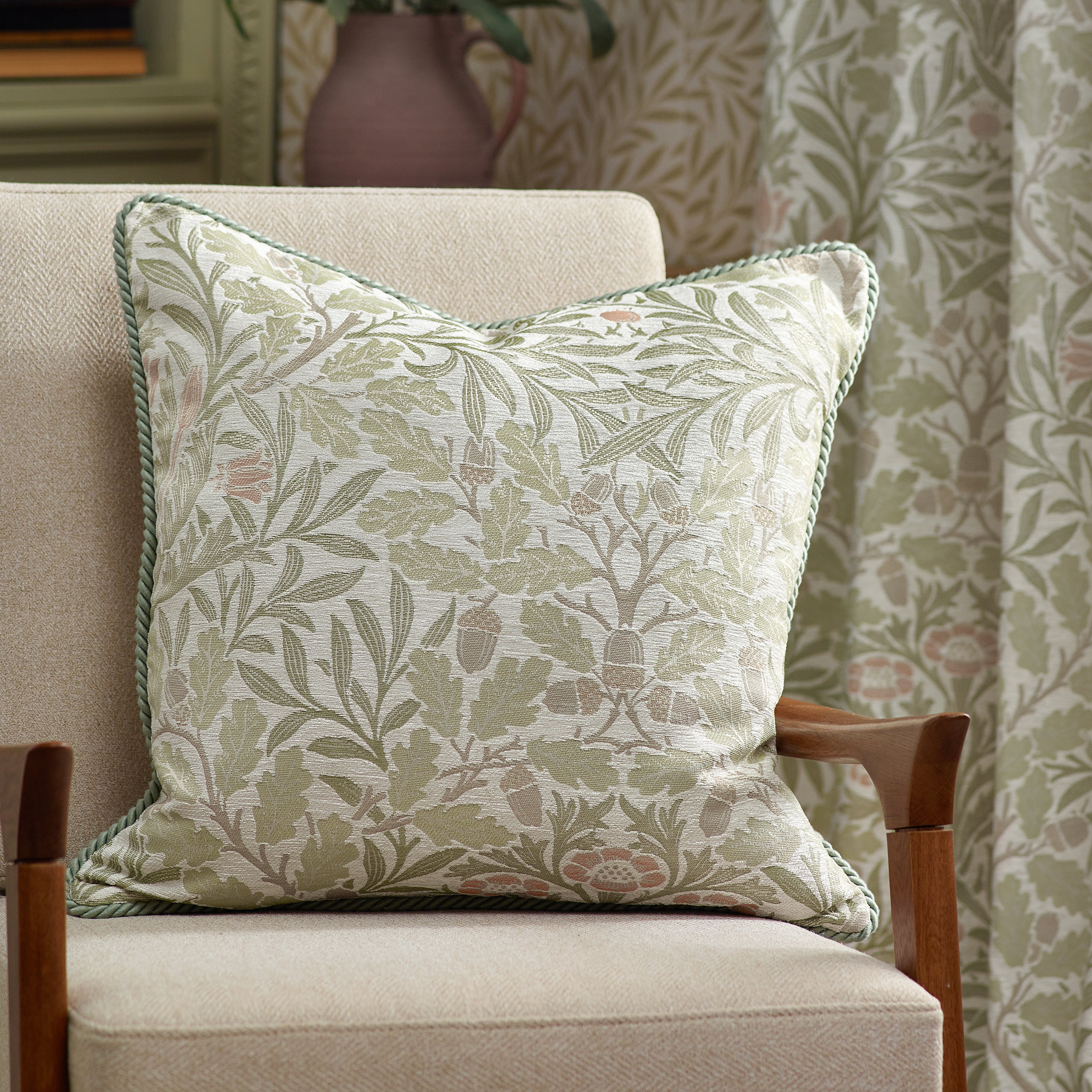Morris & Co Acorn Multi Down Blend Floral Square Throw Cushion ...