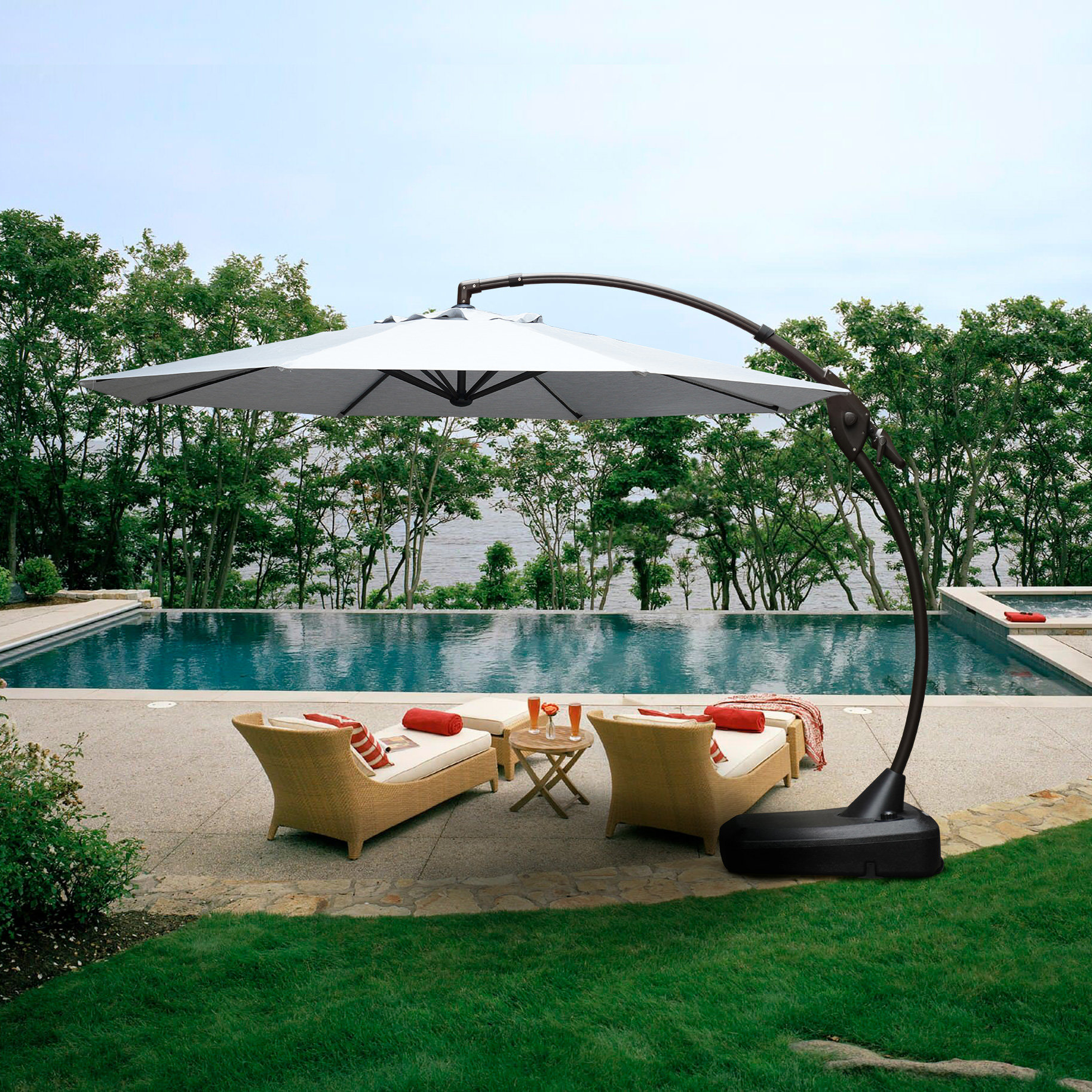 Arlmont & Co. Harry-Charles 12 Ft Cantilever Sunbrella Umbrella with ...