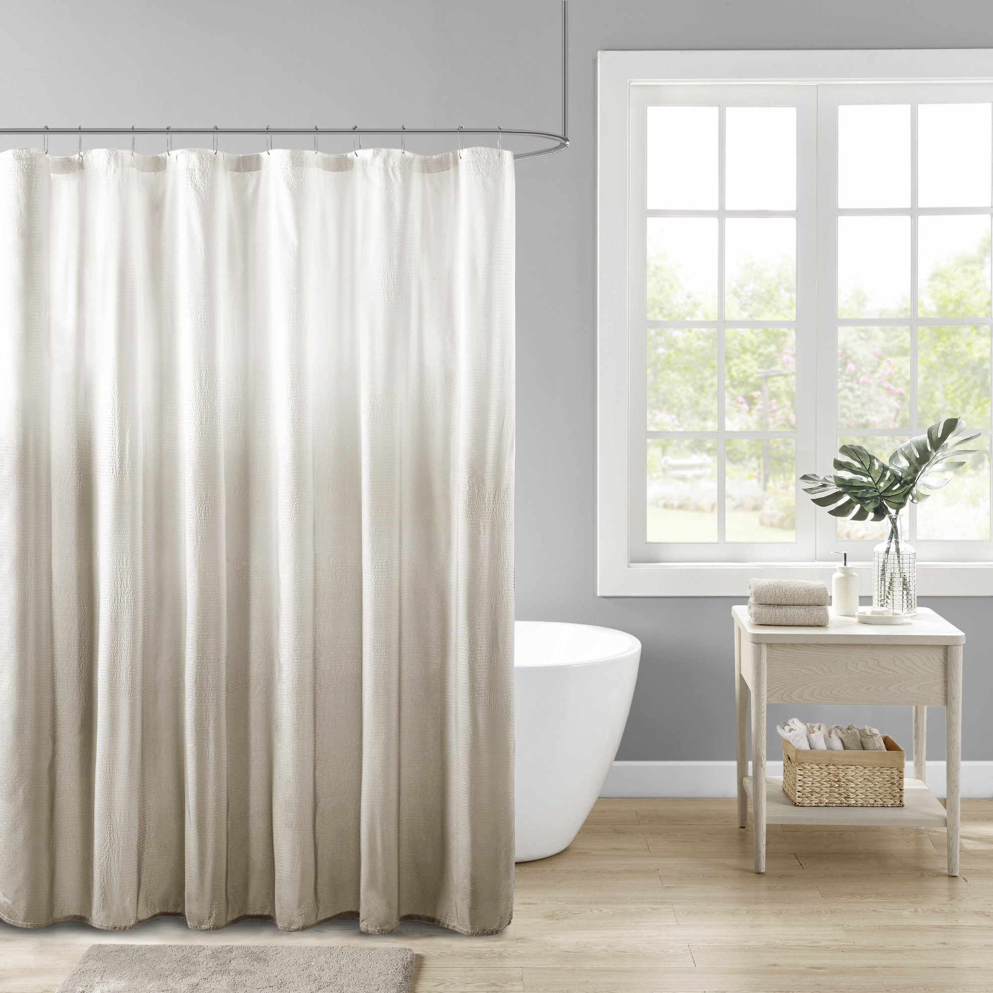 Madison Park Ara Ombre Printed Seersucker Single Shower Curtain ...