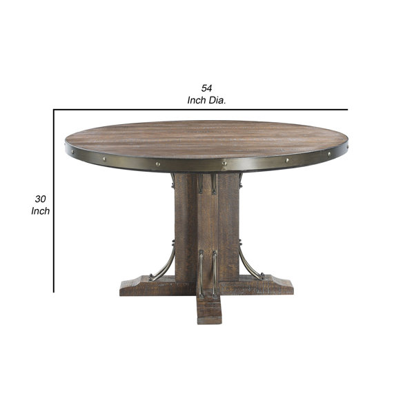 Williston Forge Round Dining Table In Weathered Cherry Finish | Wayfair