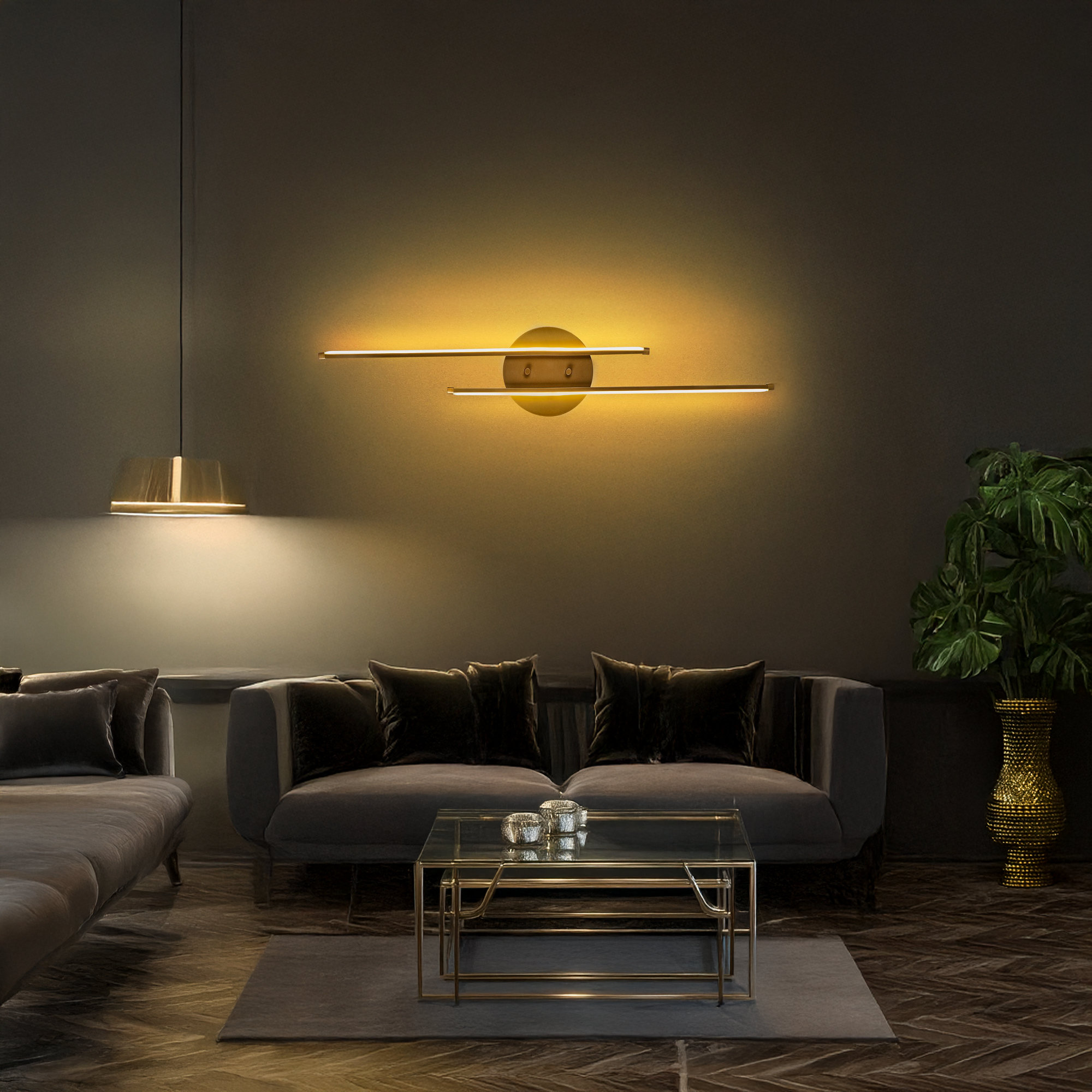 Everly Quinn Metal Body 2 Lines LED Wall Sconce | Wayfair