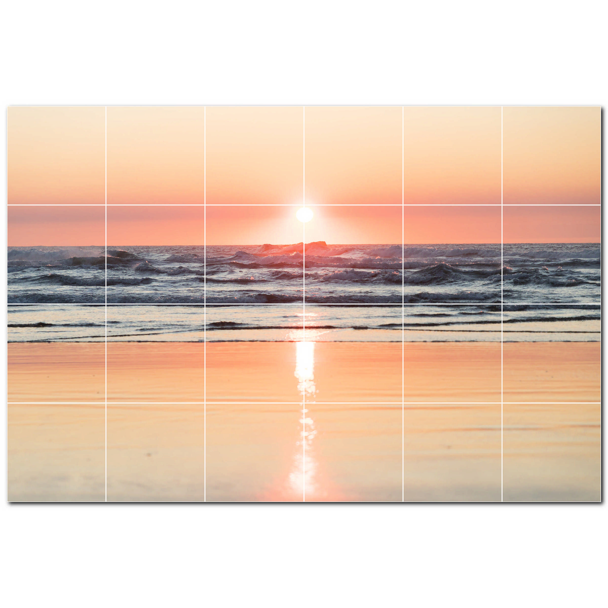 Picture-Tiles.com 72" x 48" Ceramic Sunset Photo Decorative Mural Tile ...