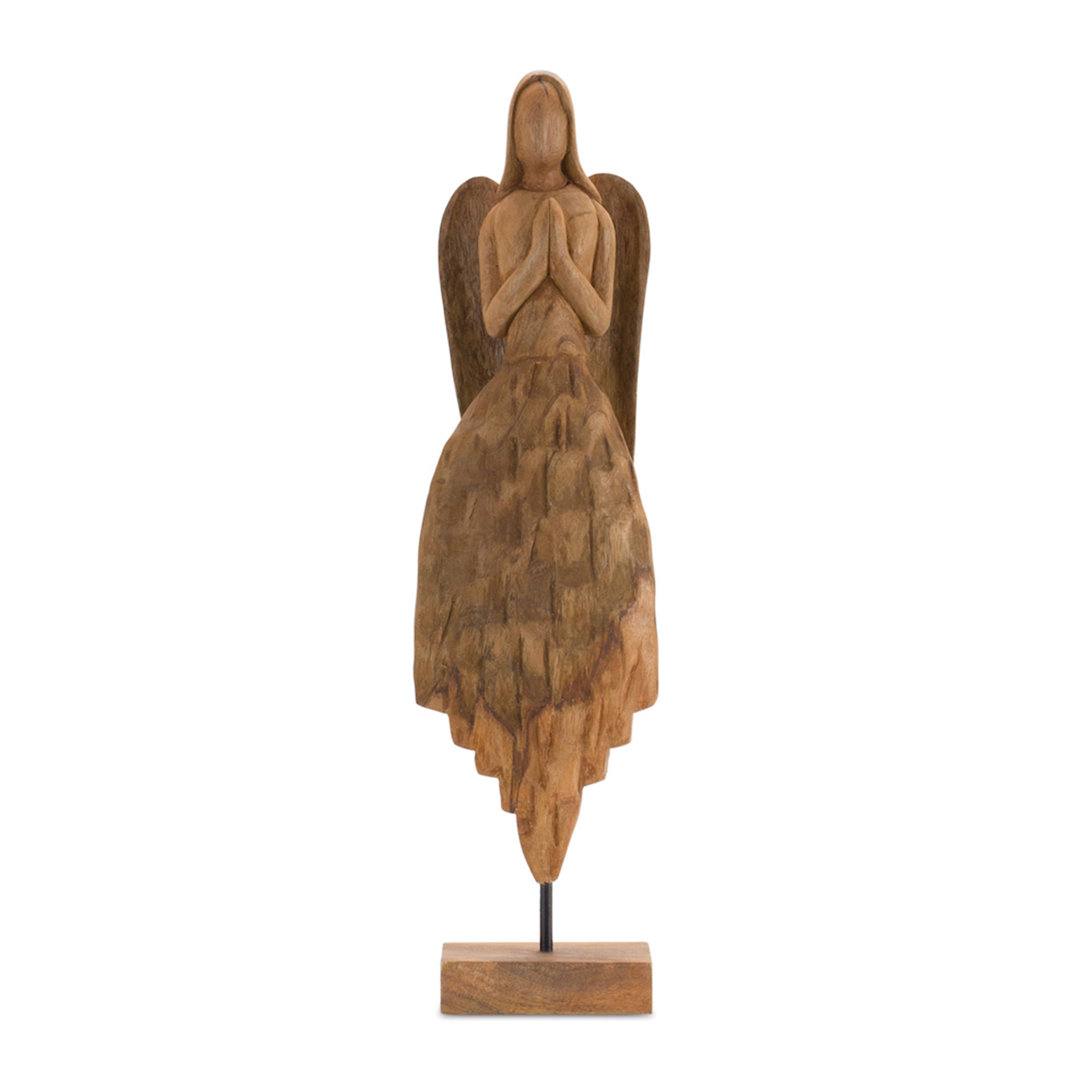 The Holiday Aisle® Carved Mango Wood Angel with Stand 22.5"H | Wayfair