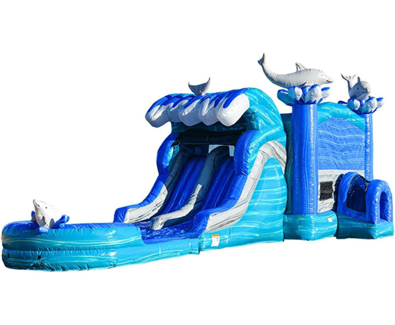 JumpOrange Dolphins Commercial Grade Bounce House Water Slide with ...