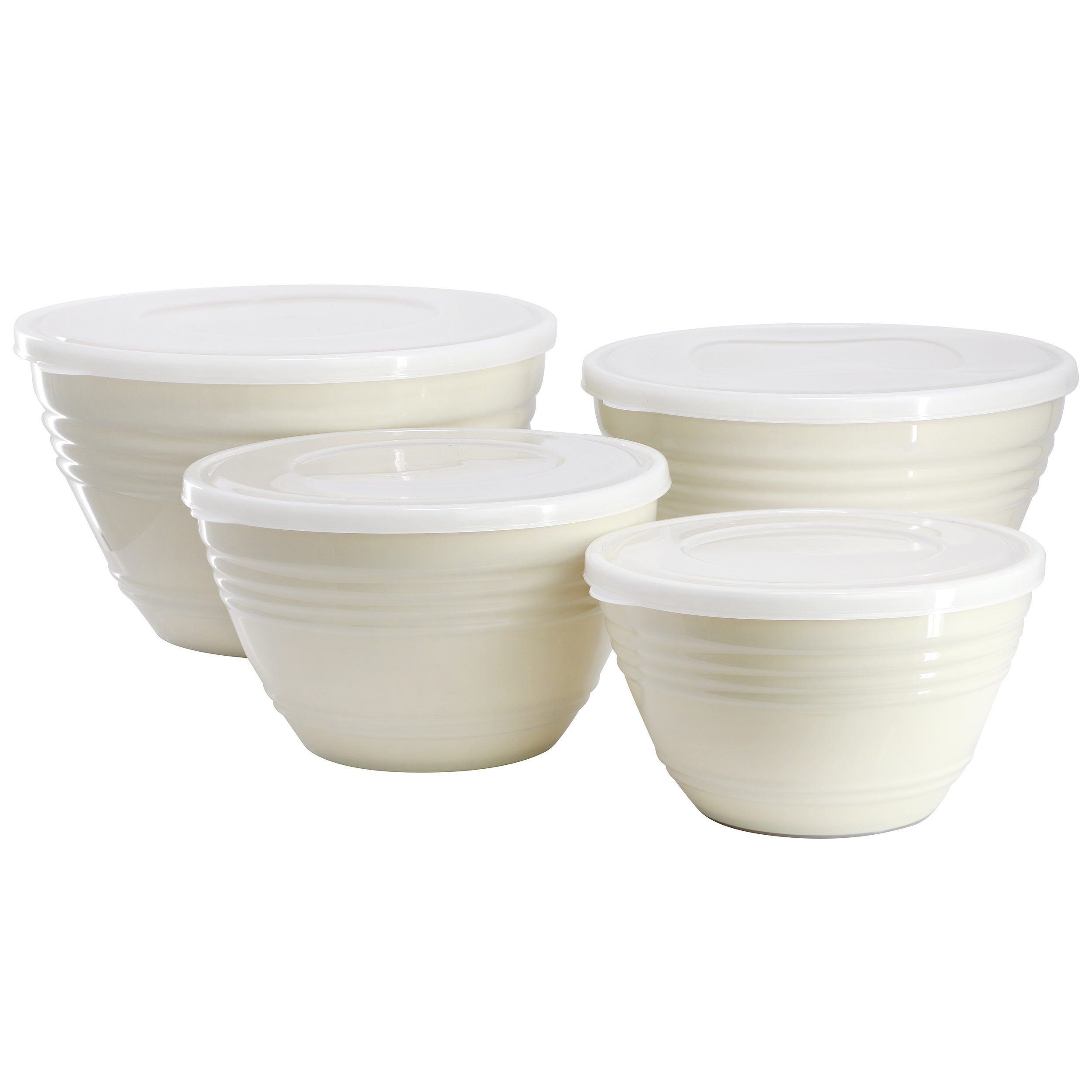 Martha Stewart 8 Piece Plastic Storage Bowl Set with Lids in Linen ...