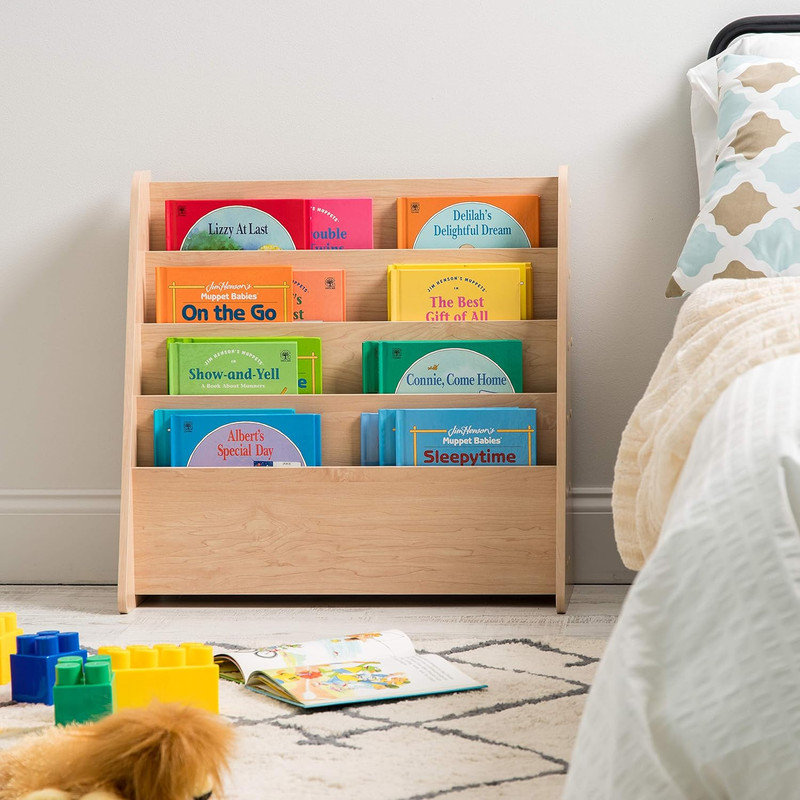 Latitude Run® Wide Wooden Magazine Rack, 4-Pocket Periodical Book ...