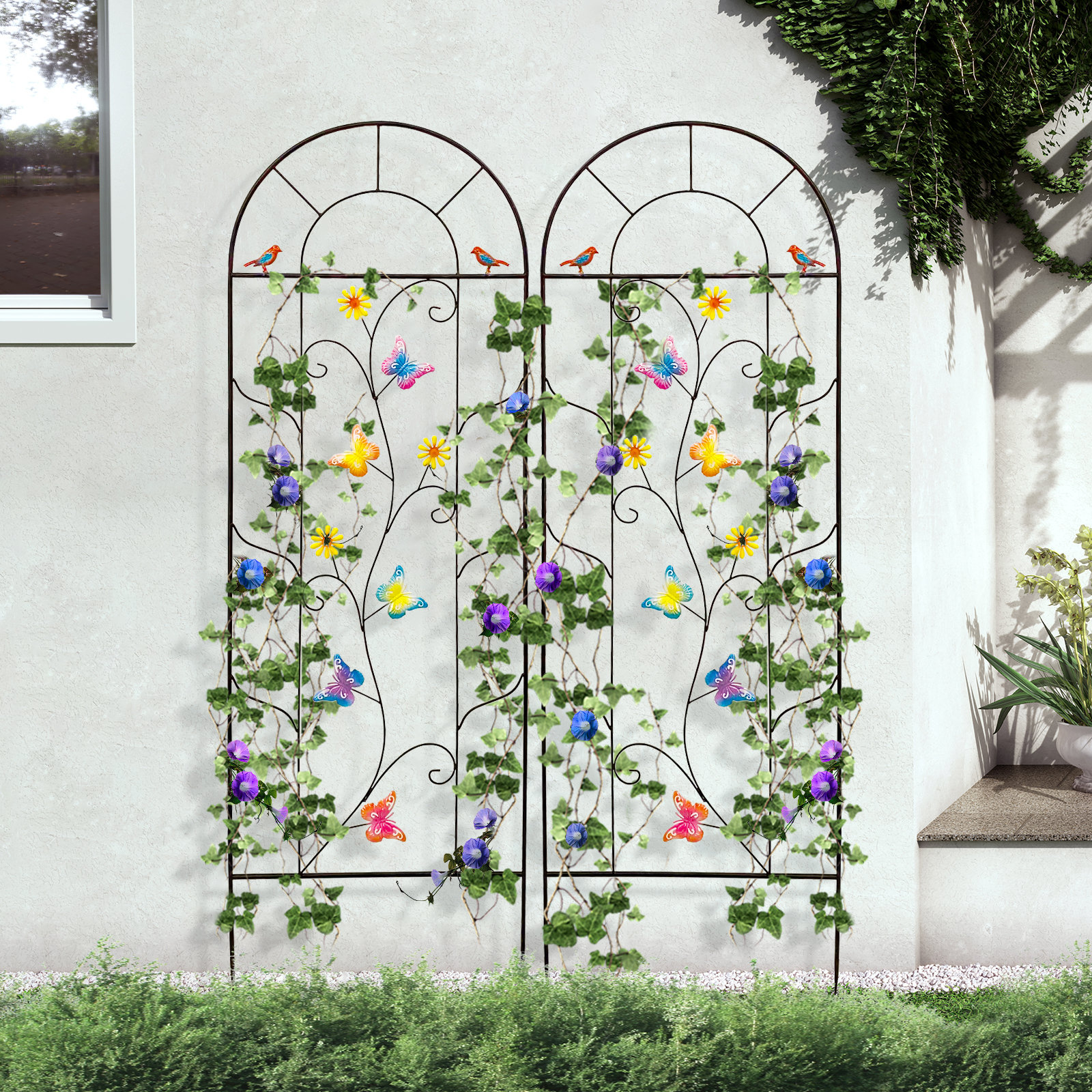 Wildon Home® Fabozzi 59'' H X 20'' W Metal Garden Trellis for Climbing ...
