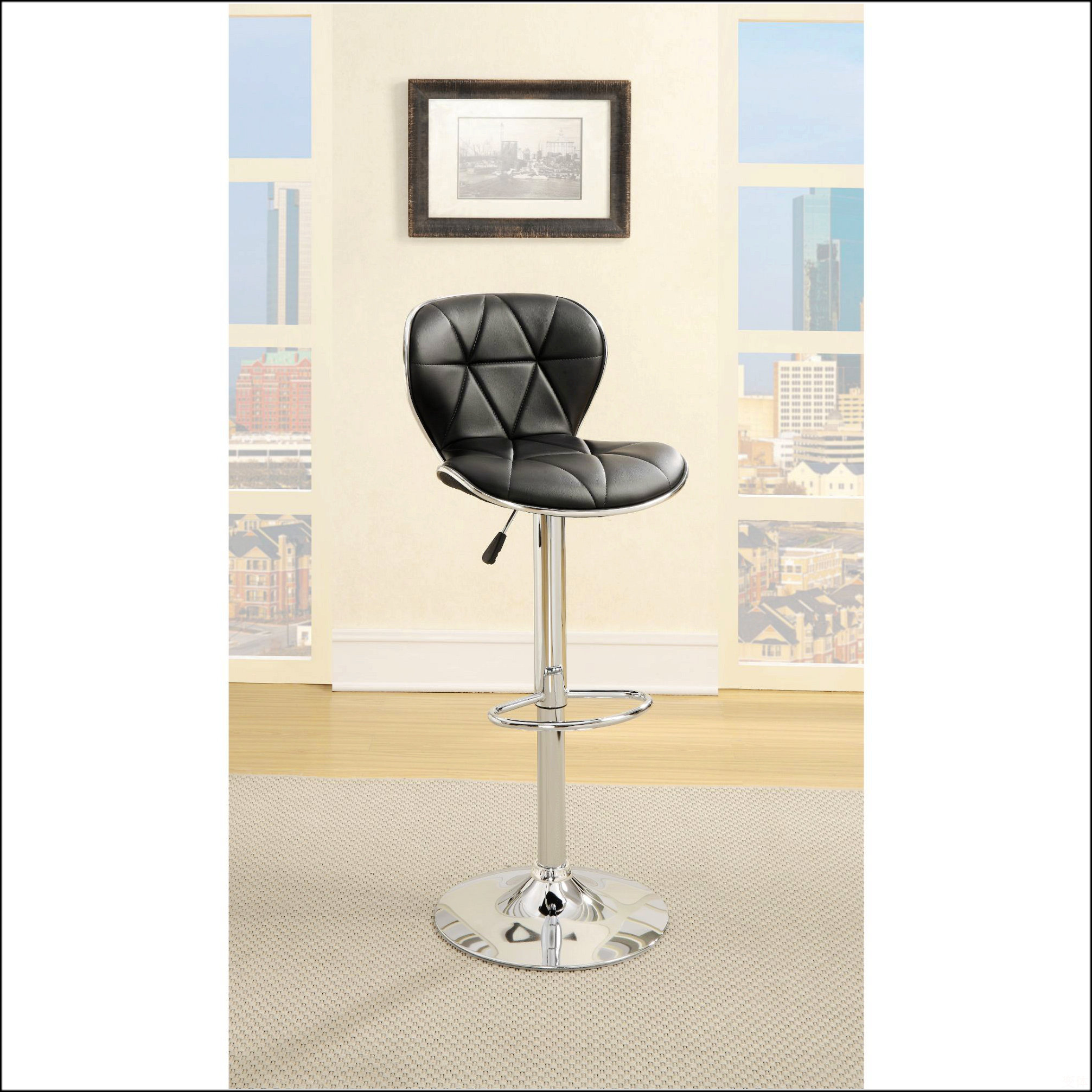 Ivy Bronx Set Of 2 Adjustable Black PU Bar Stools - Wayfair Canada