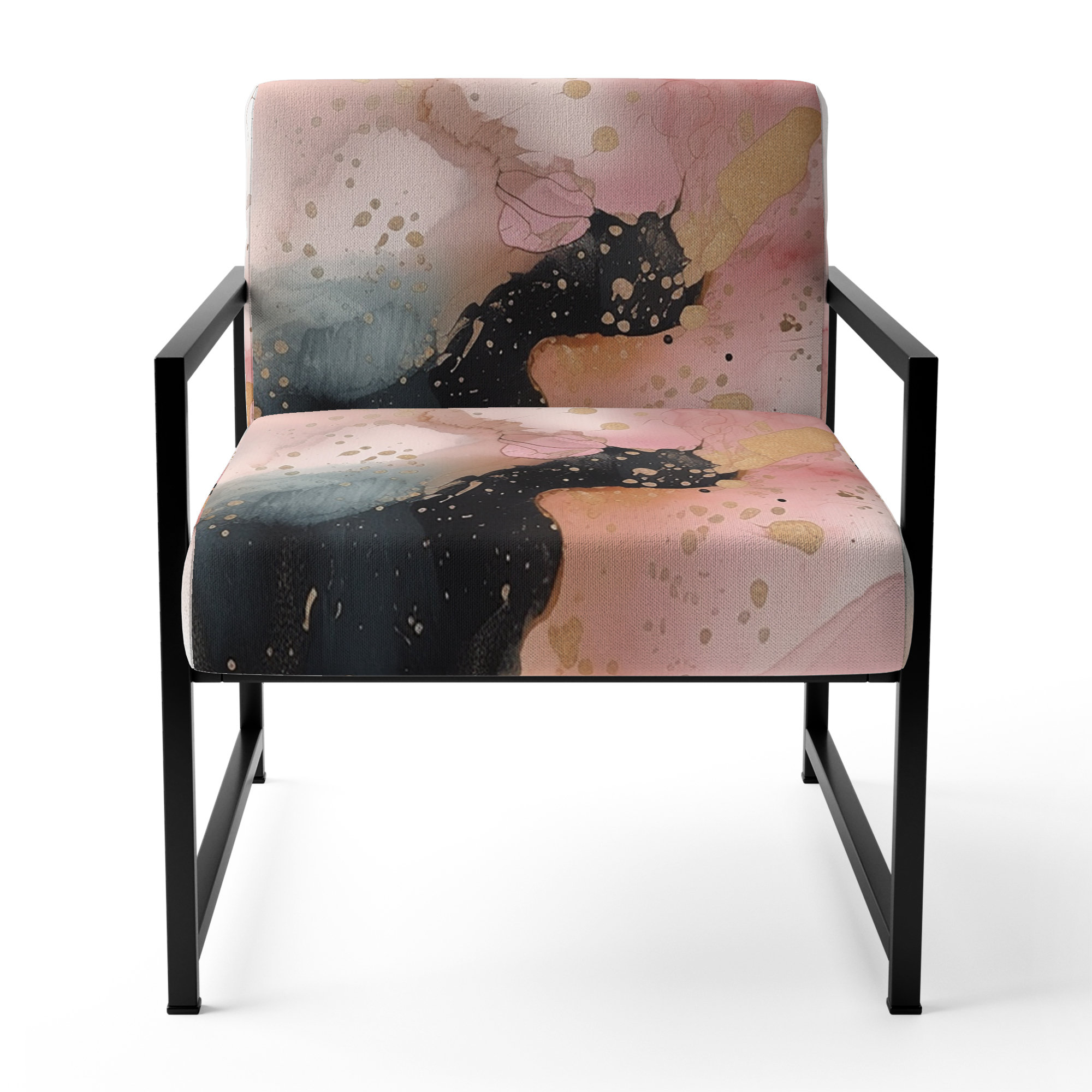 East Urban Home Pink Gold Marble Texture II - Upholstered Abstract ...