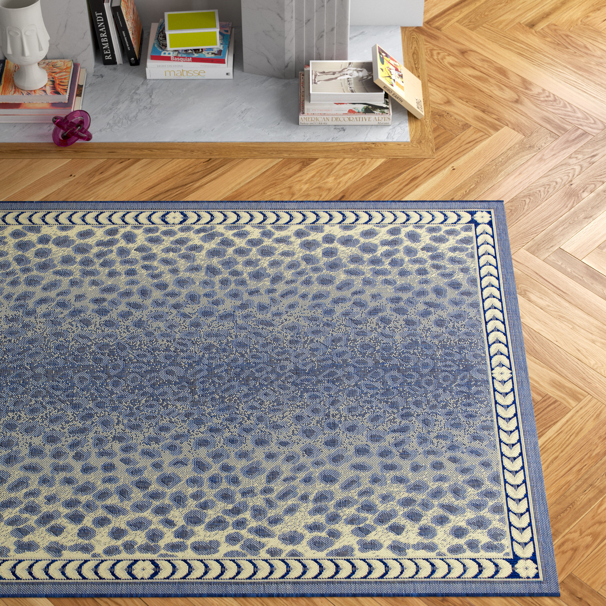 Etta Avenue™ Kasen Animal Print Navy/Beige Indoor / Outdoor Area Rug ...