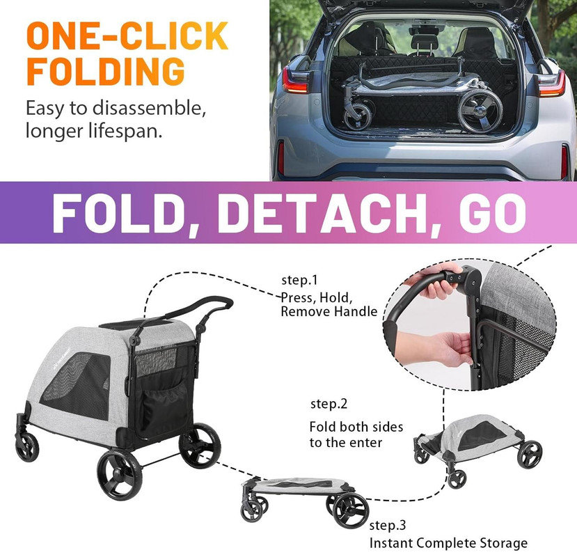 IRHOMA XL Extra - Large Dog Stroller Features Adjustable Handles and ...