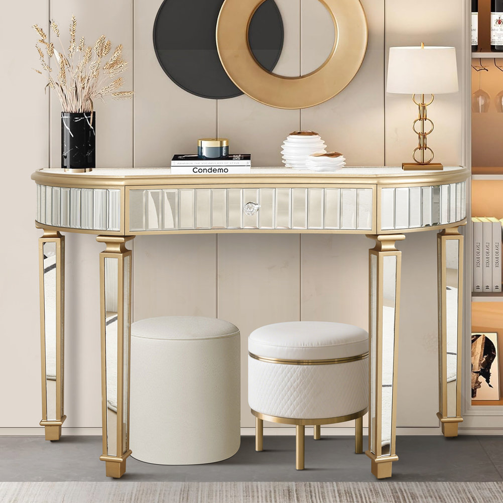 Rosdorf Park Half-Moon Mirrored Console Table - Wayfair Canada