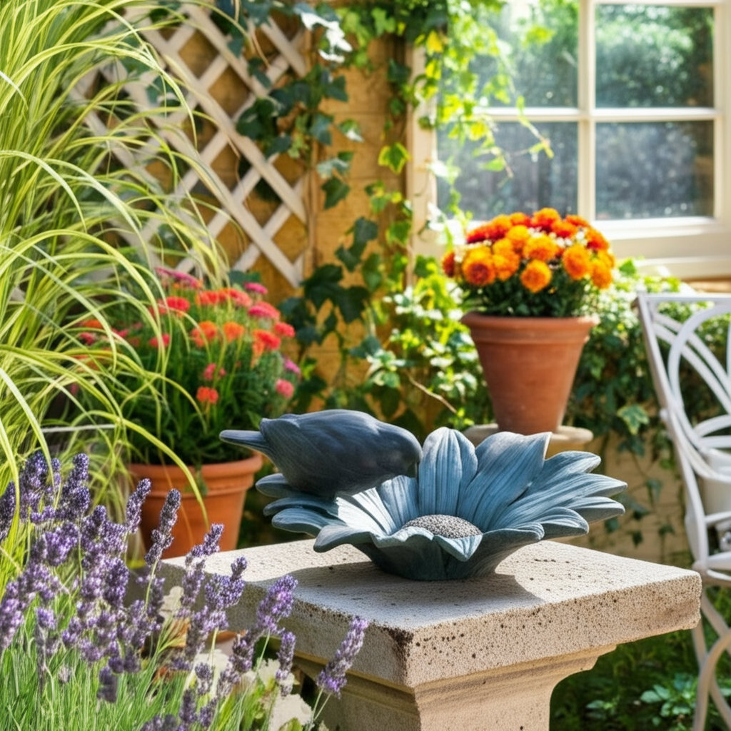 August Grove® Sagebrook Home Polyresin 11" Daisy Bird Feeder, Serene ...