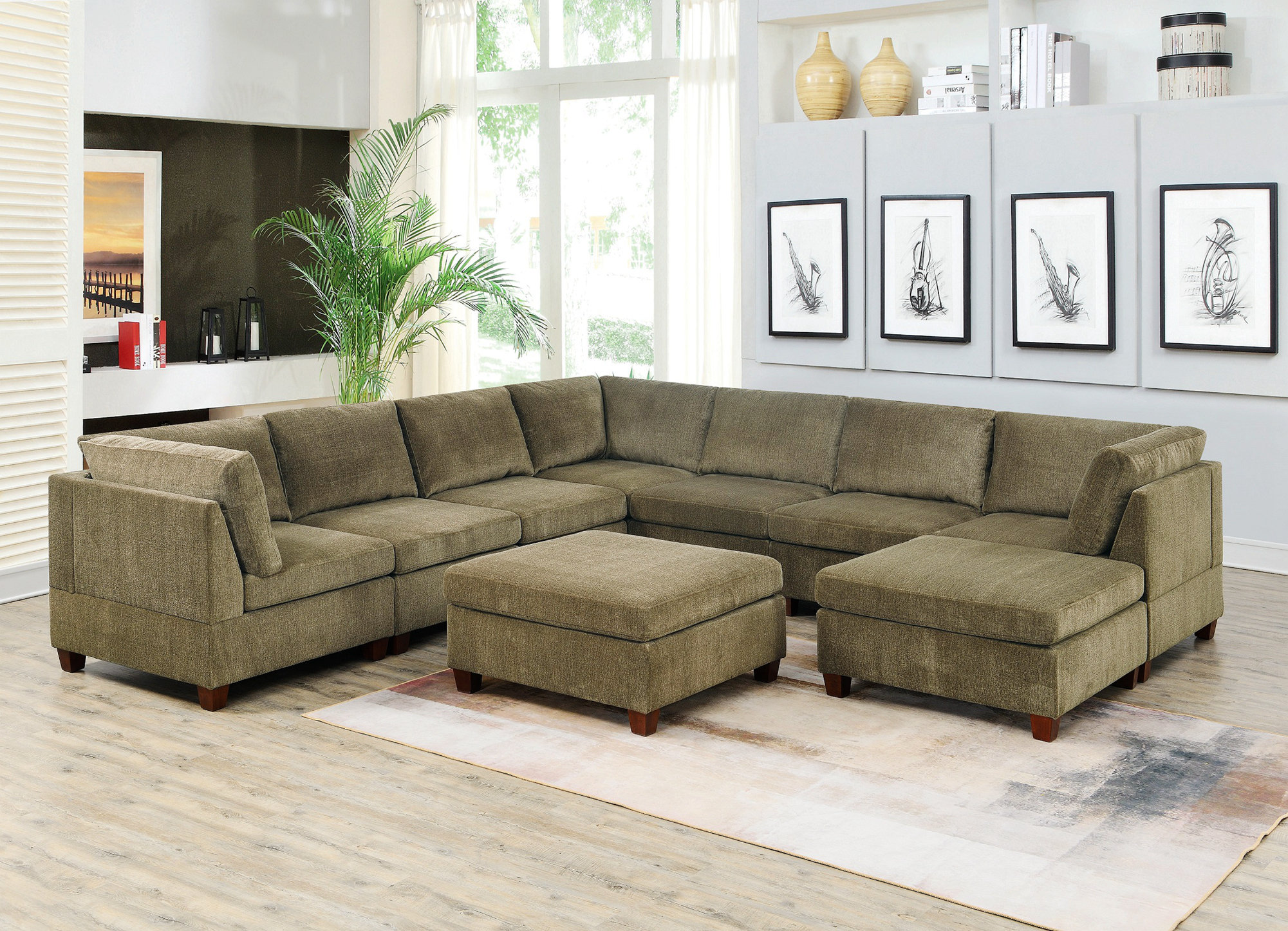 Hokku Designs Inscoe 9 - Piece Upholstered Sectional | Wayfair
