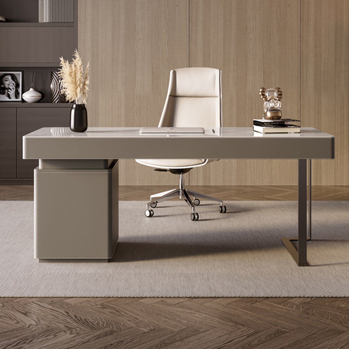 Rite Treasure White Rectangular Sintered Stone desks | Wayfair