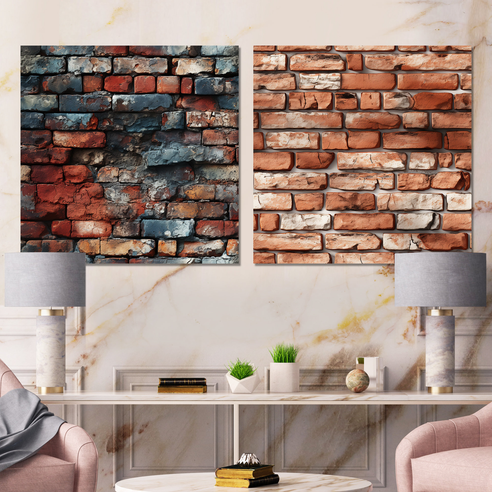 Design Art Urban Brick Wall Elegance II - Brick Wall Wall Art Living ...