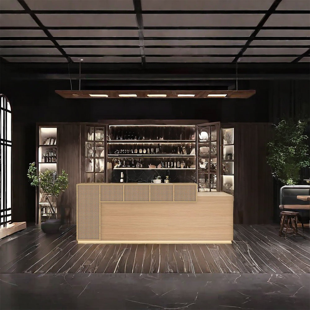 LKIWXAQ RECEPTION DESK Retro Large Bar Counter Reception 94.48'' Home ...