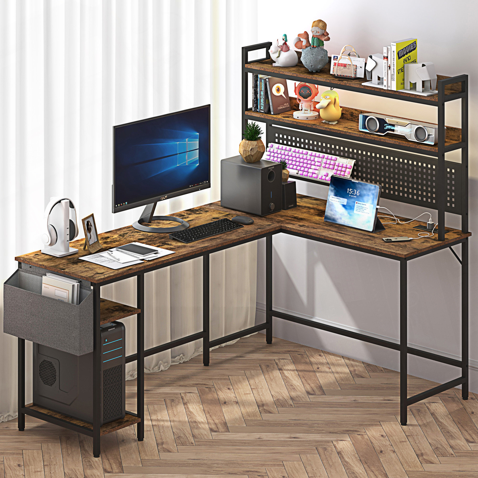 17 Stories L Shaped Office Desk, Reversible Corner Computer Desk With ...