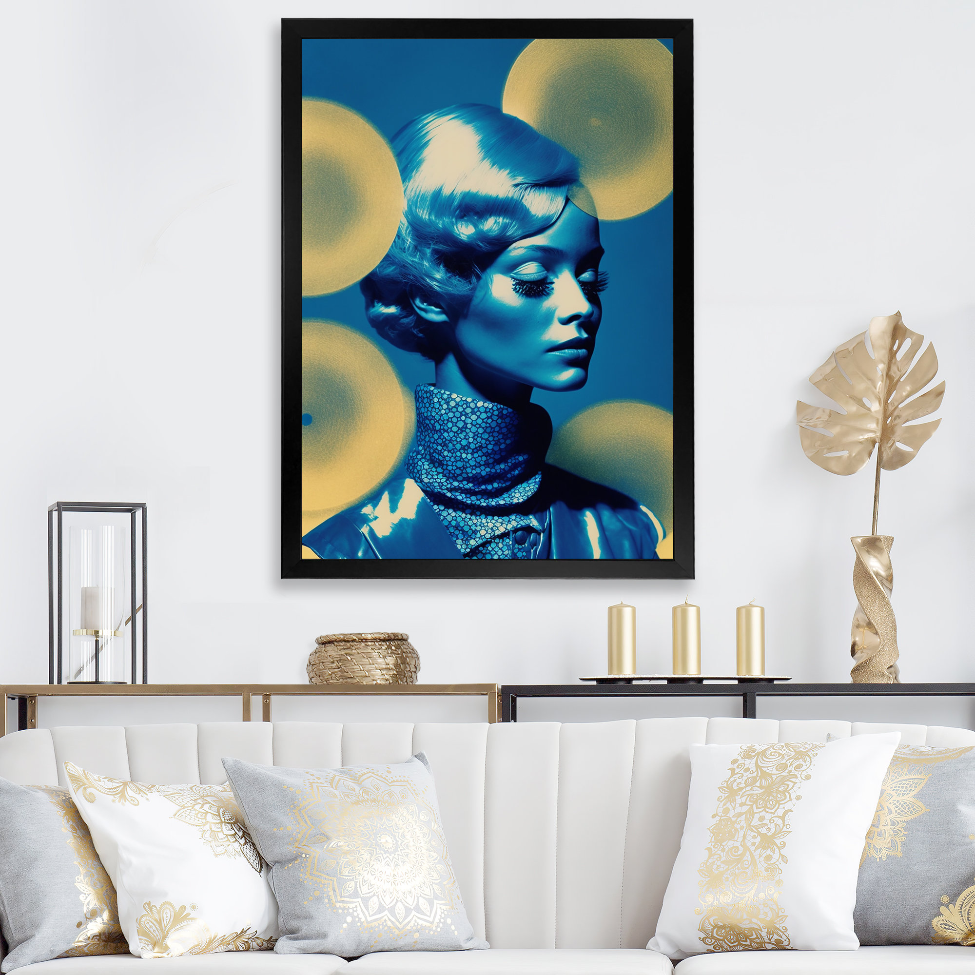 Mercer41 Edwen Avant Garde Model In Gold And Retro Blue XII On Canvas ...