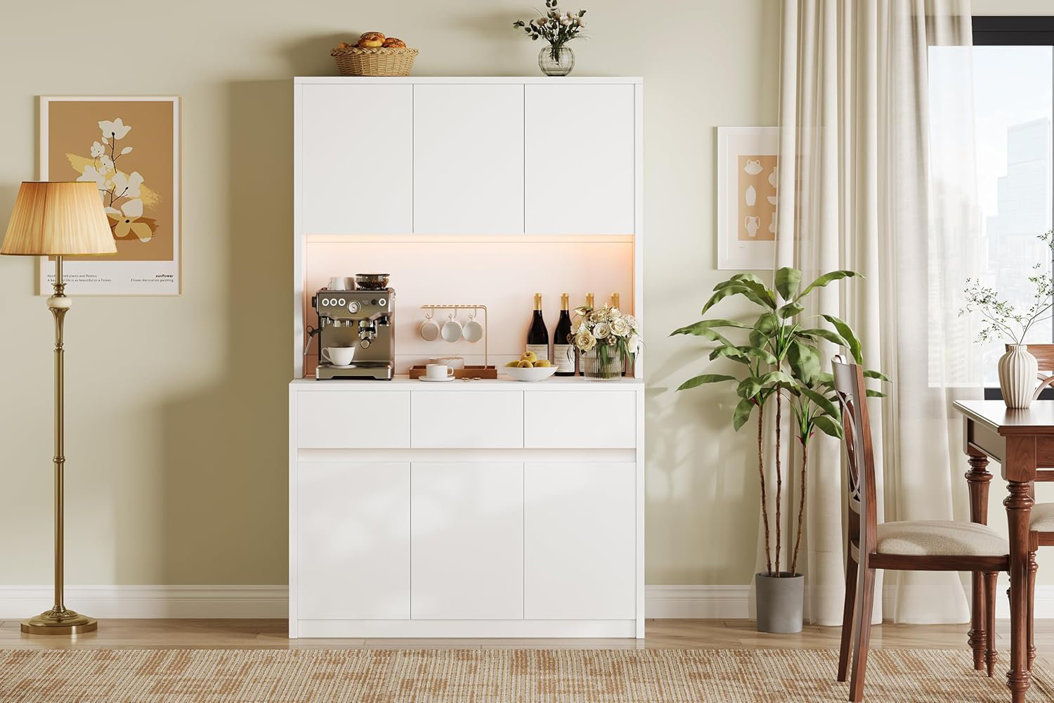 Latitude Run® Kitchen Pantry Storage Cabinet, Tall Storage Cabinet with Doors and Shelves ...