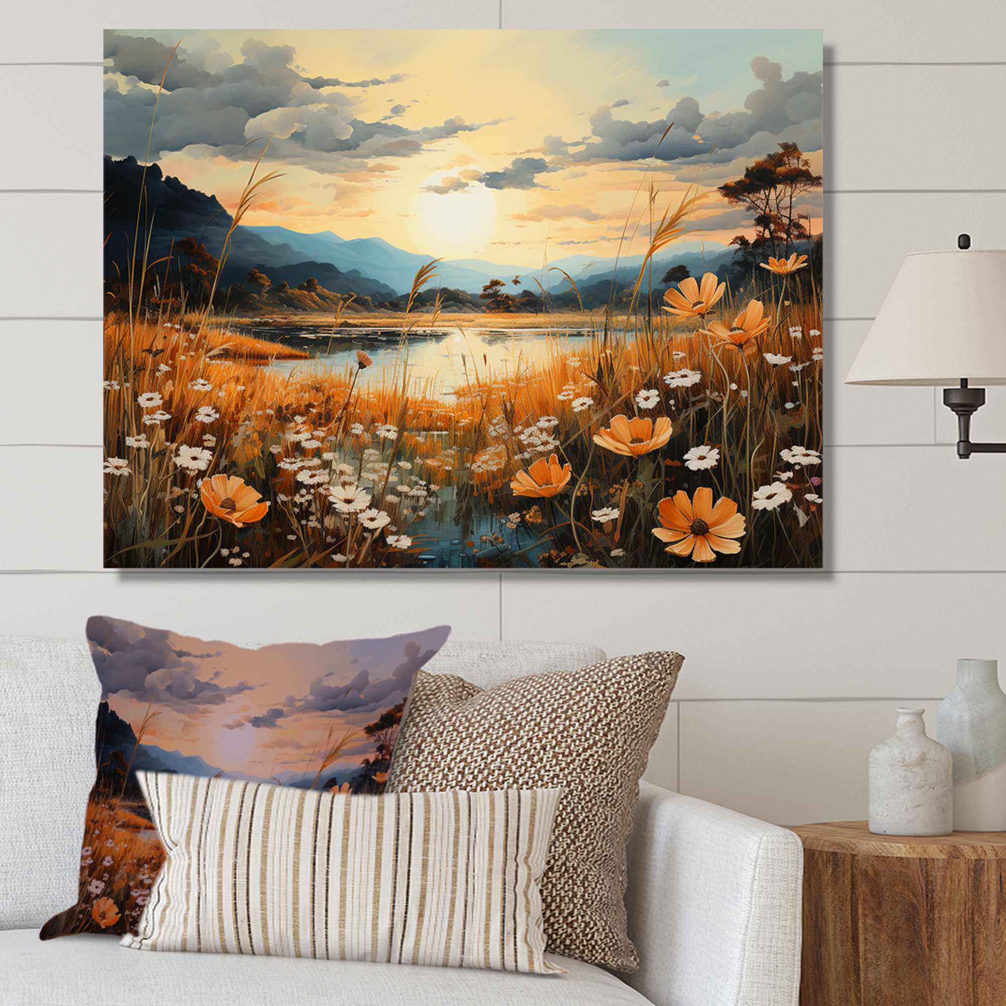 Winston Porter Meadow Stream At Sunset I On Canvas Print | Wayfair