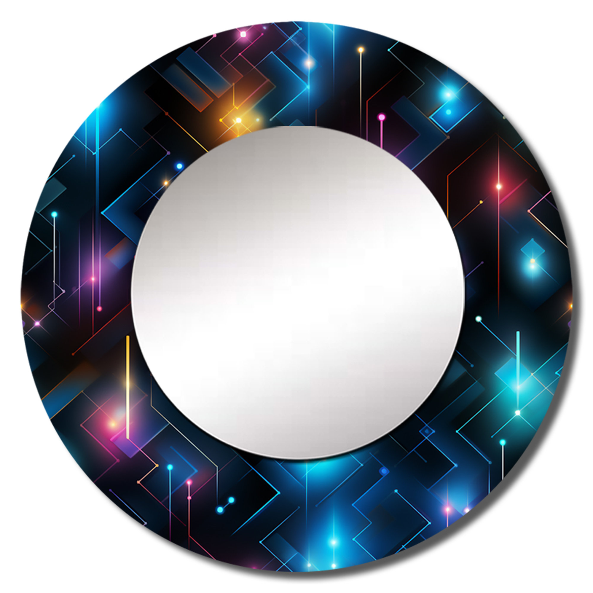 East Urban Home Rietsch Purple And Blue Matrix Cubes - Geometric Mirror ...