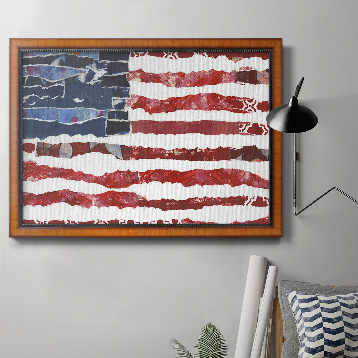 Trinx Patriotic Collage Flag I Premium Framed Canvas - Ready To Hang ...