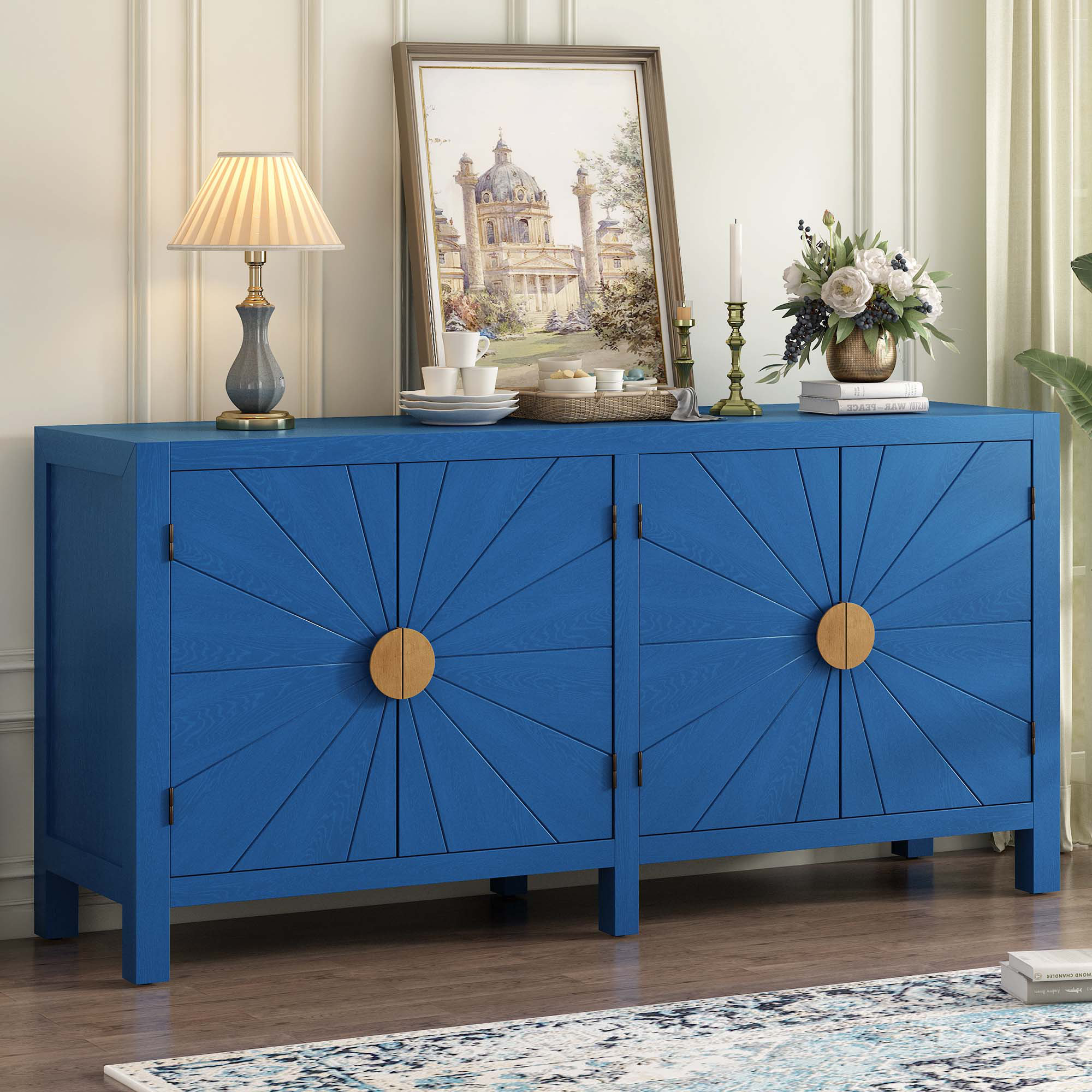 George Oliver Cabinet With Radiating Line Pattern Cabinet Doors | Wayfair