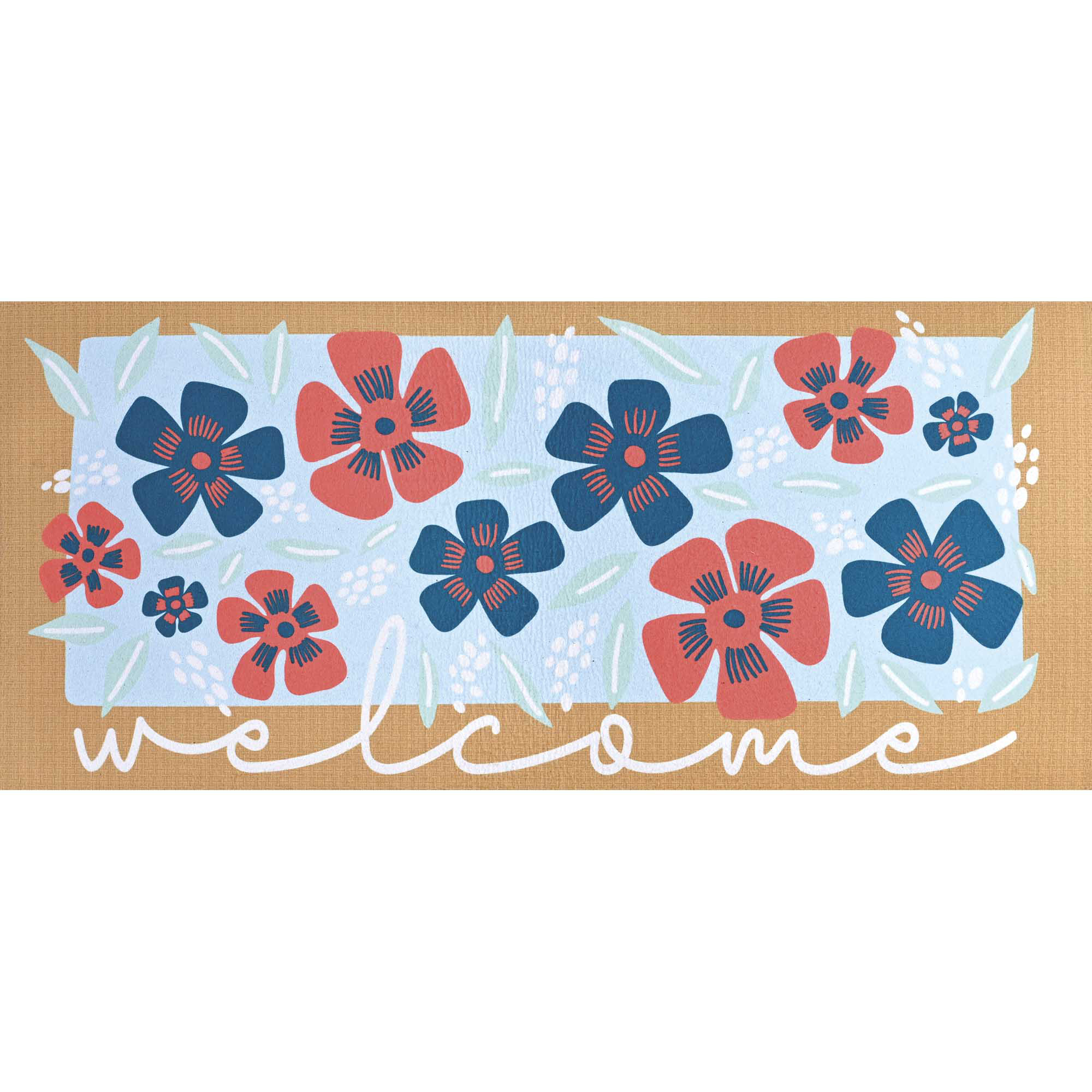 Winston Porter Doormat Insert Flowers Welcome 22x10 | Wayfair