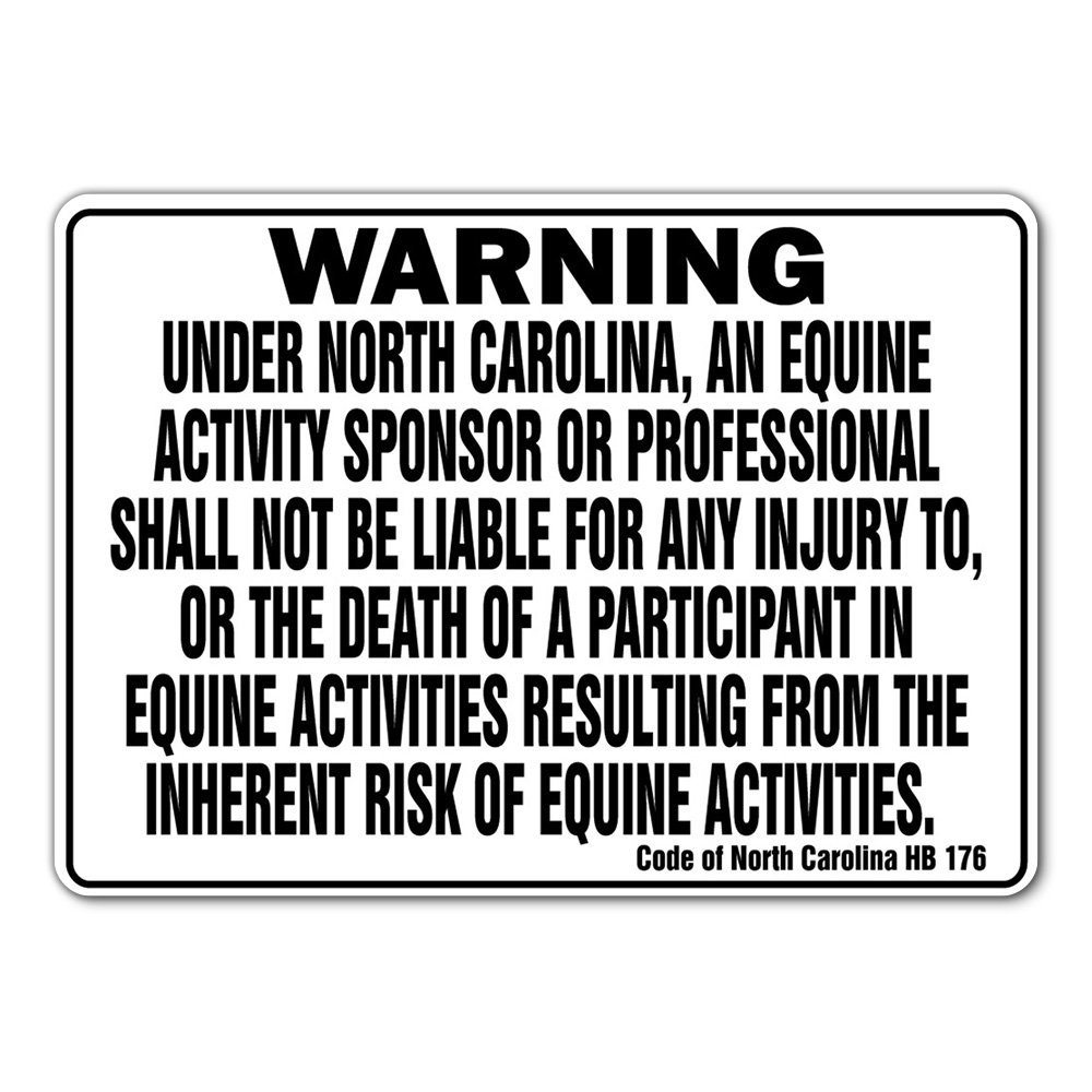 SignMission NORTH CAROLINA Equine Sign Activity Liability Warning ...