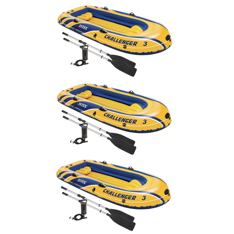 Intex Inflatable Raft Boat Set With Pump And Oars, Yellow (3 Pack ...