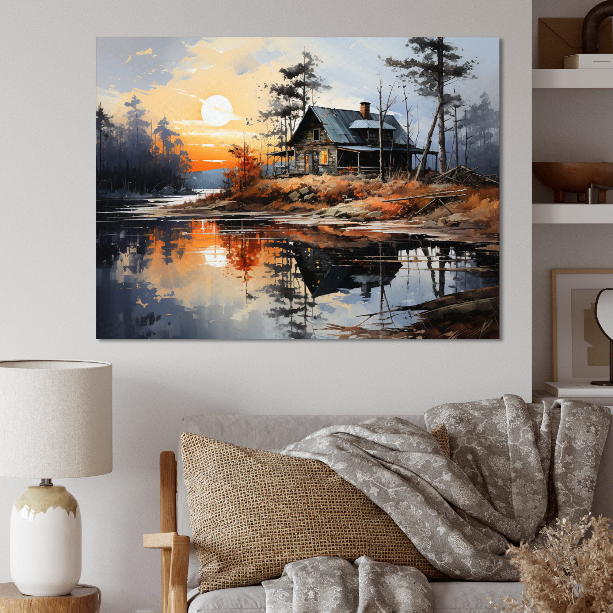 Red Barrel Studio Yellow Lakehouse Reflections Of Serenity II ...