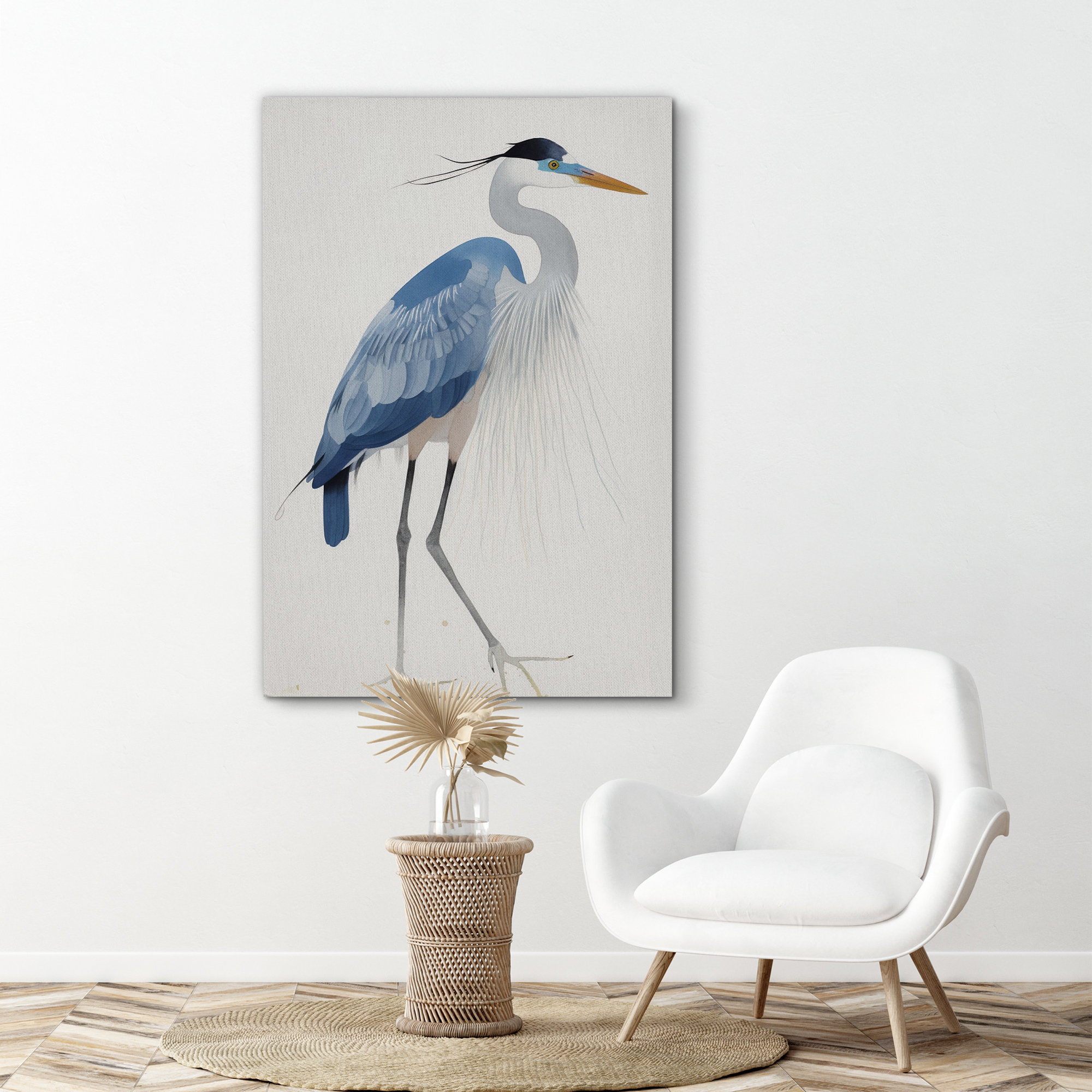 IDEA4WALL Watercolor Pastel Blue Crane Heron Bird Side Profile Animals ...