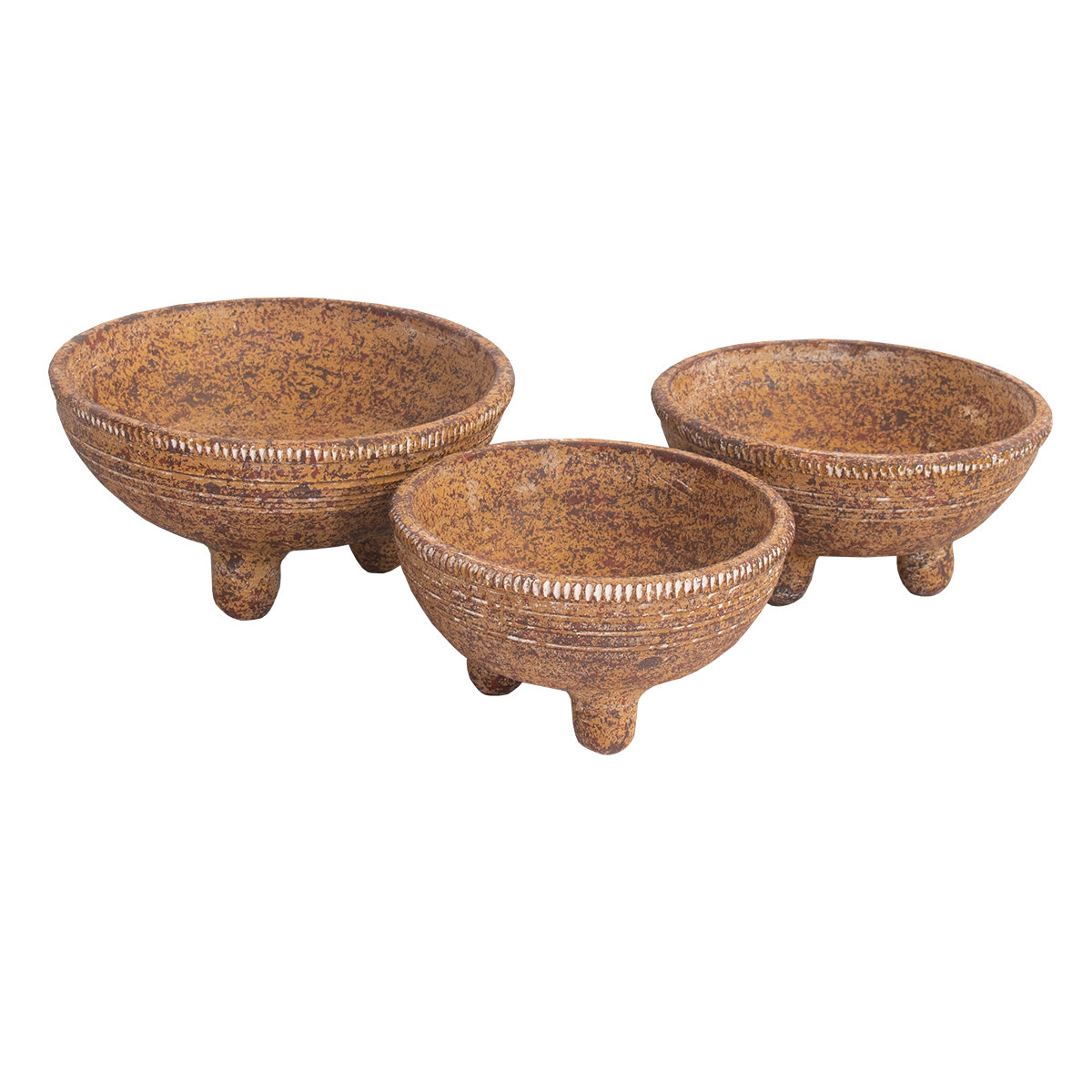Gracie Oaks Set Of 3 Prehispanic Motif Decorative Bowls | Wayfair