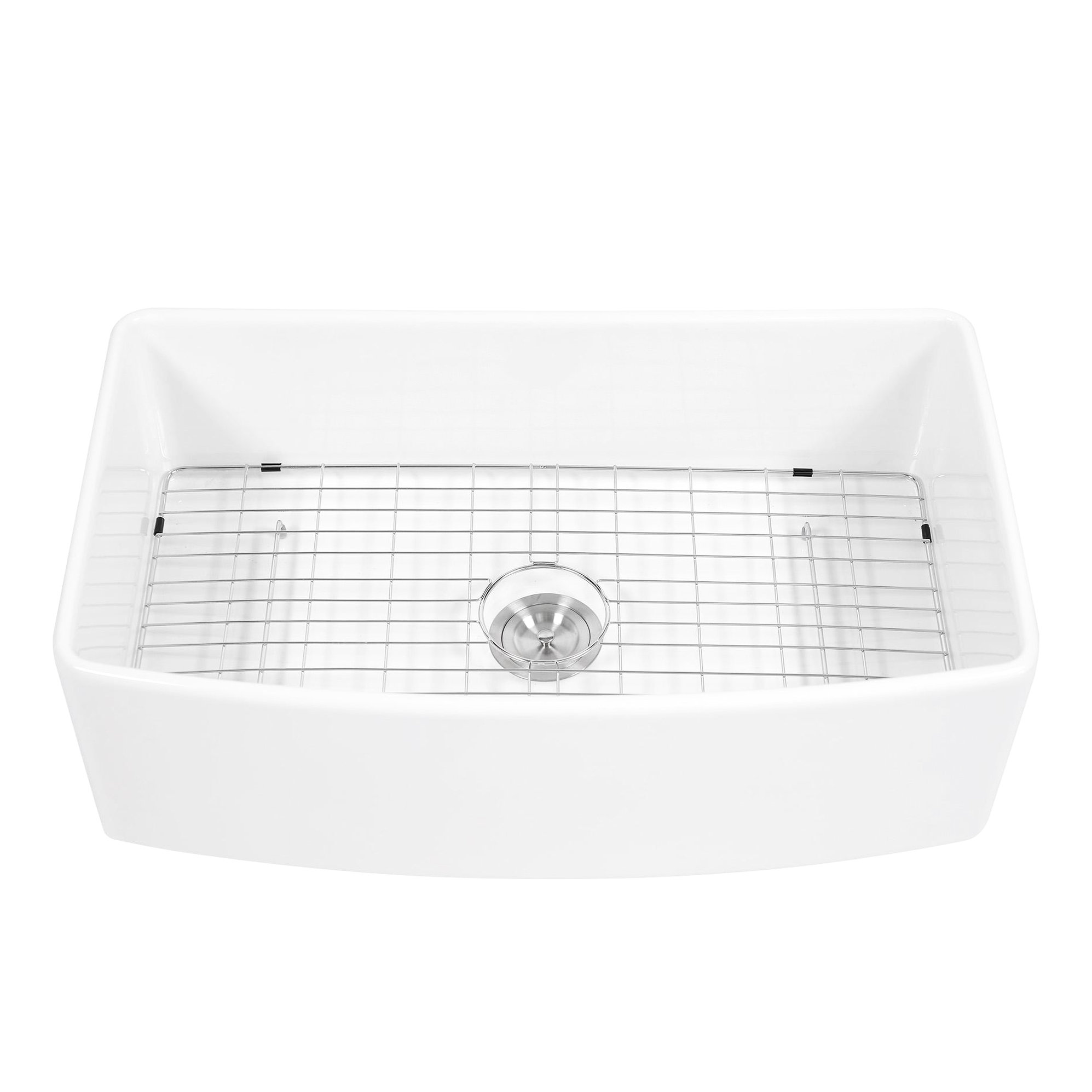 BoudoirBloom 33 Inch White Ceramic Kitchen Sink With Arch Edge Apron ...