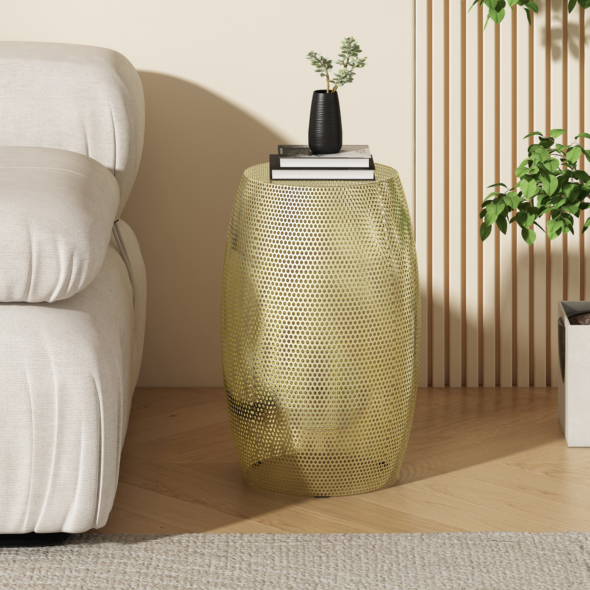 Mercer41 Round Metal Hollow Side Table | Wayfair